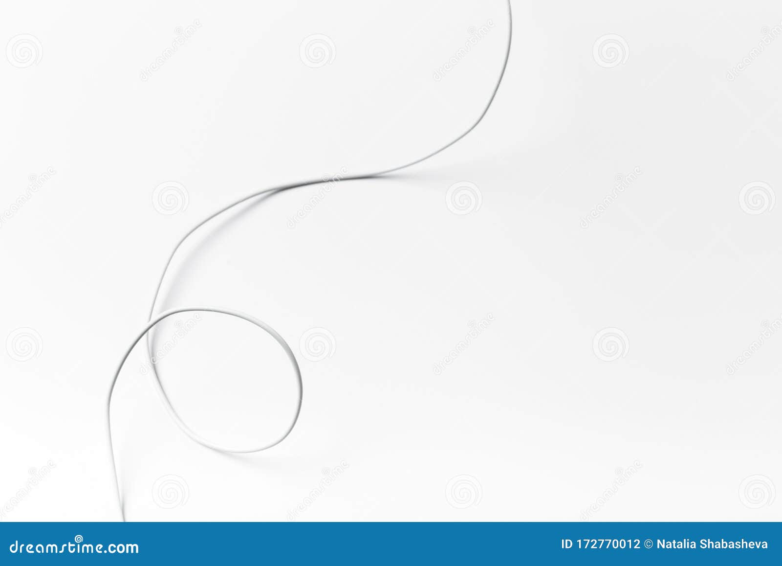 White New Wire Cable Isolated on a White Background Abstraction Stock ...