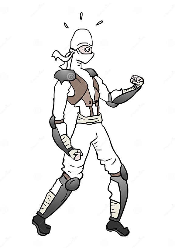 White ninja draw stock vector. Illustration of cartoon - 94489098