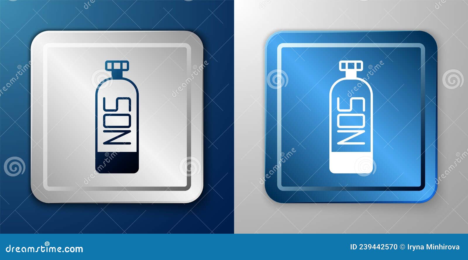 White Nitrous Oxide Icon Isolated on Blue and Grey Background. Silver ...