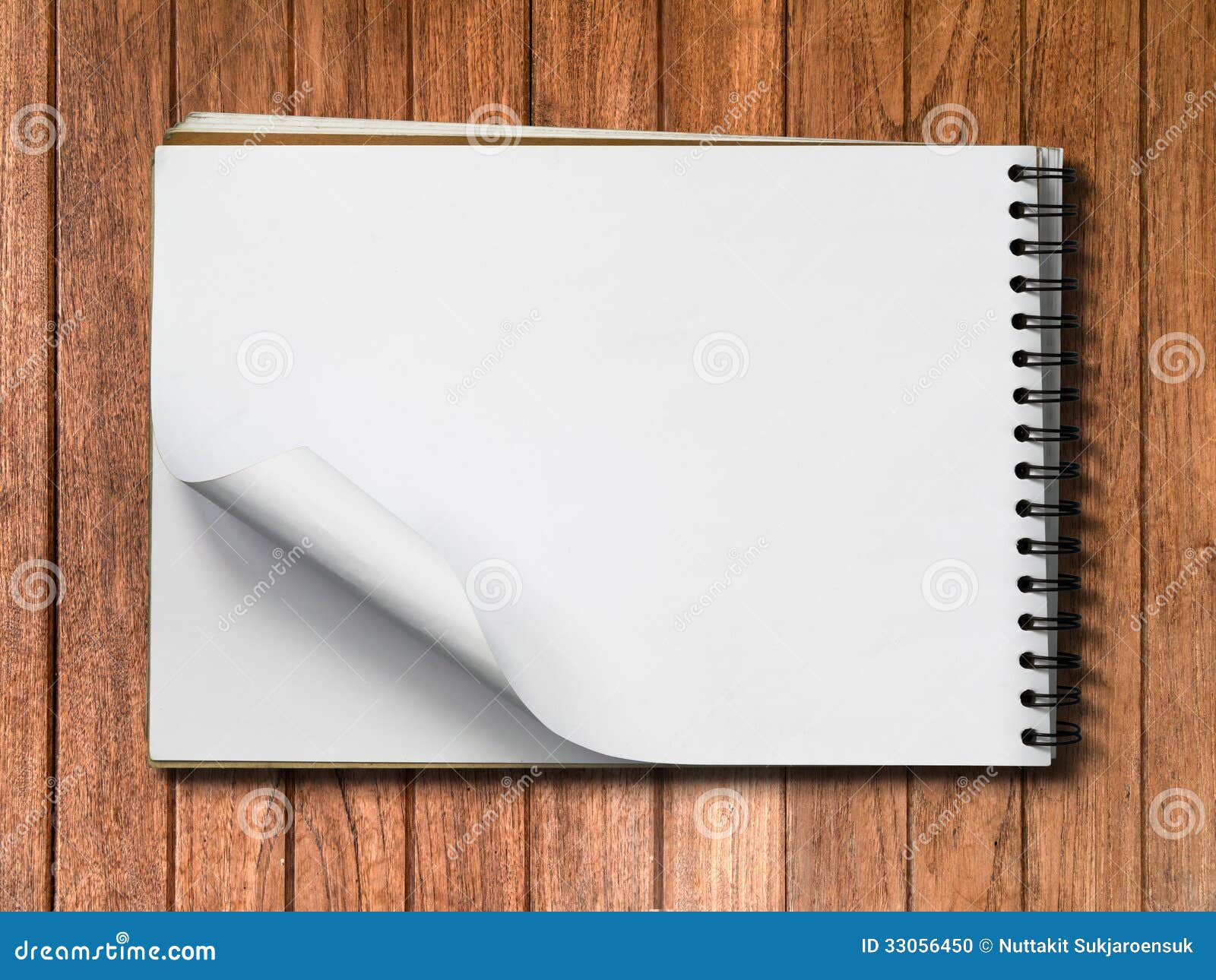 White Note Book Blank Page on Wood Horizontal Stock Photo - Image of ...