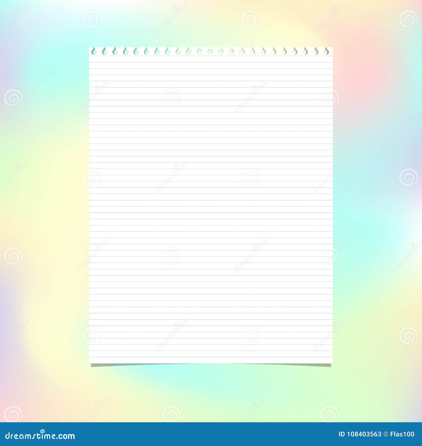 White Note, Notebook Paper Sheet for Text Stuck on Pastel Holographic ...