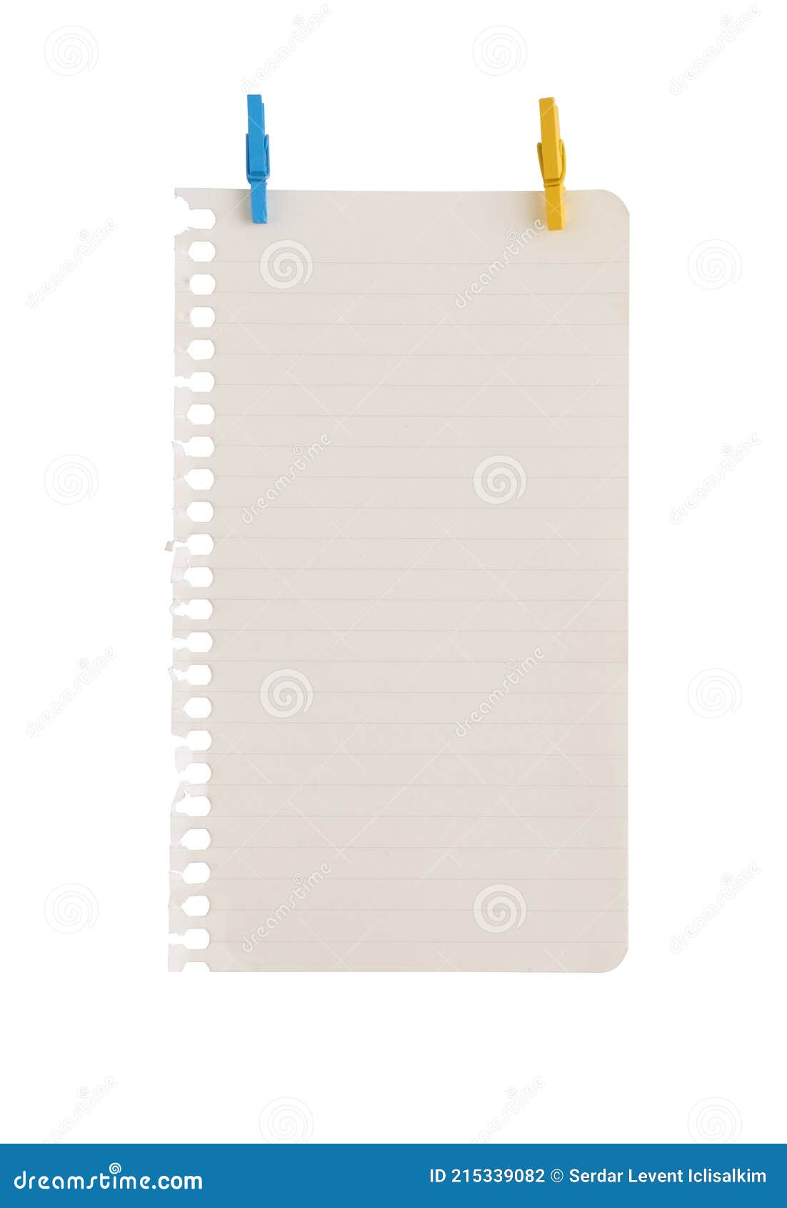 White Note Paper Fastened with Colored Pegs Stock Photo - Image of ...