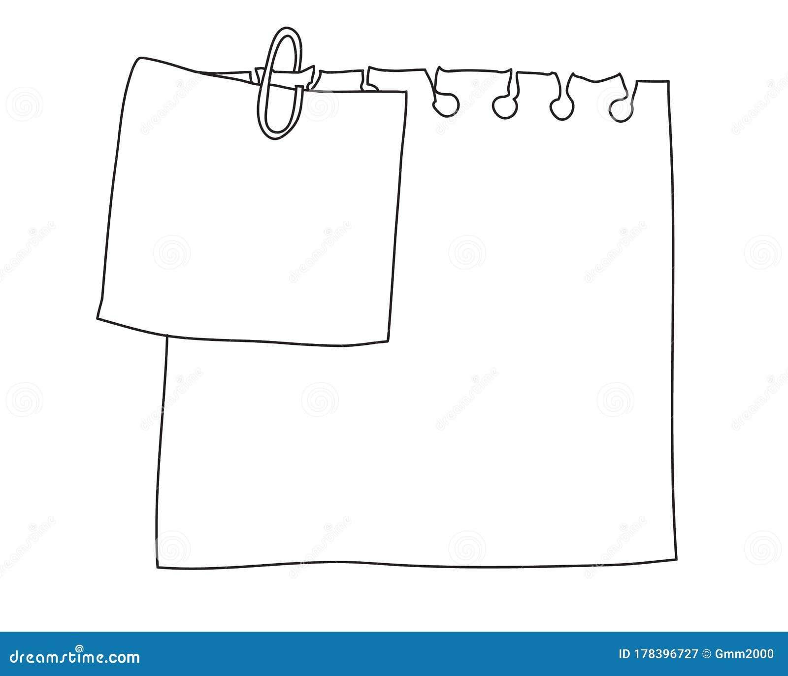 White Note Paper Handrawn Vector Cute Line Art Illustration Stock ...