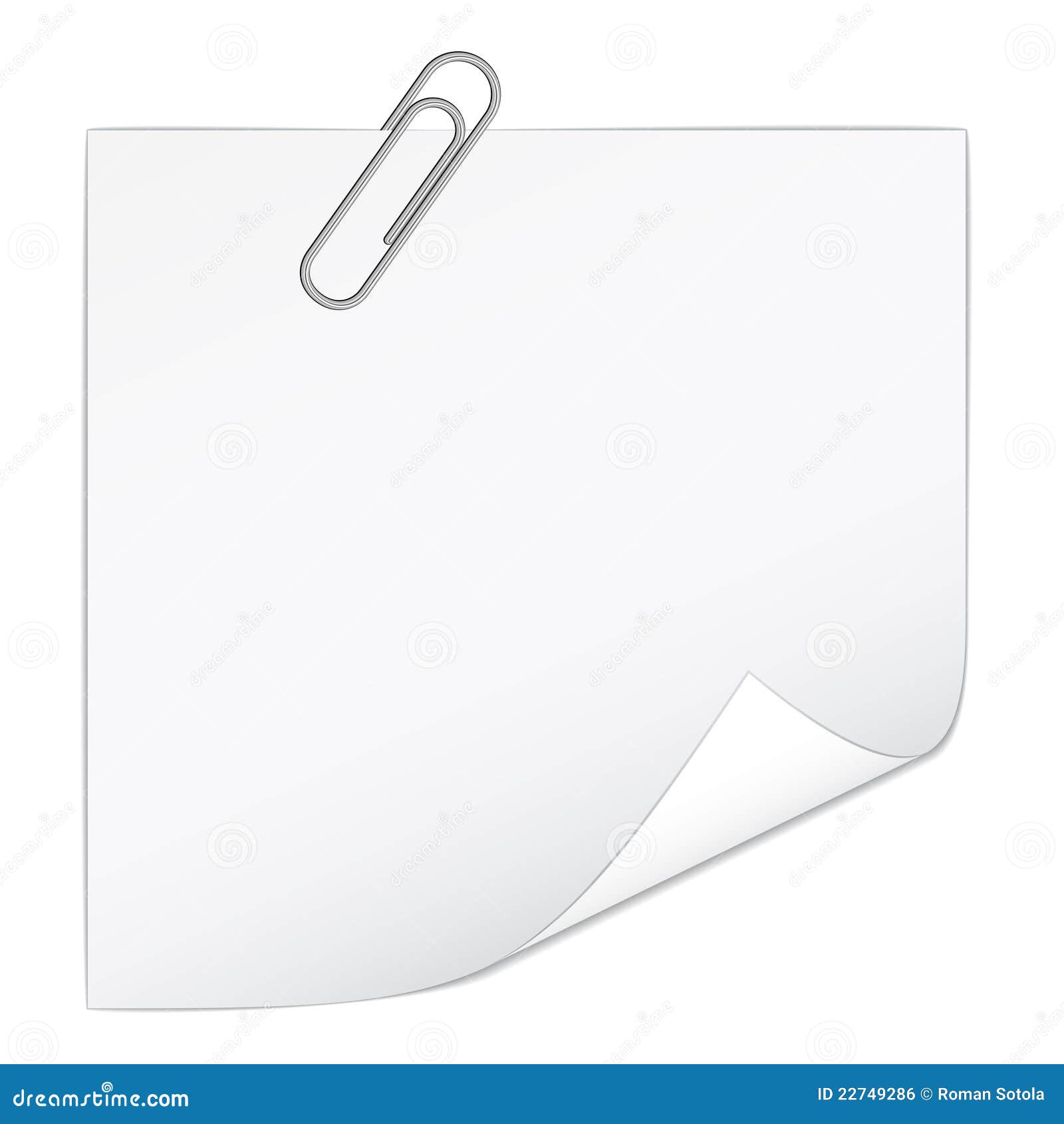 White Note Paper with Paperclip Stock Vector - Illustration of ...