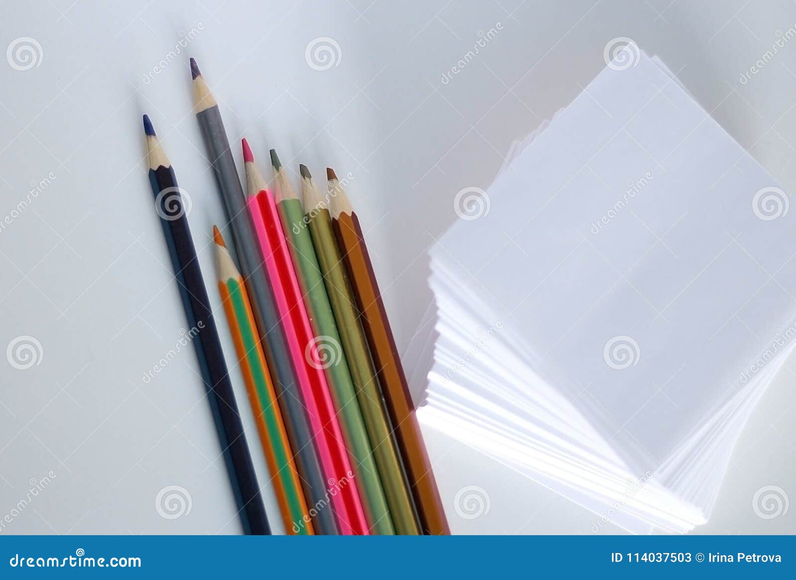 White Note Paper with Pencils Stock Image - Image of background, macro ...