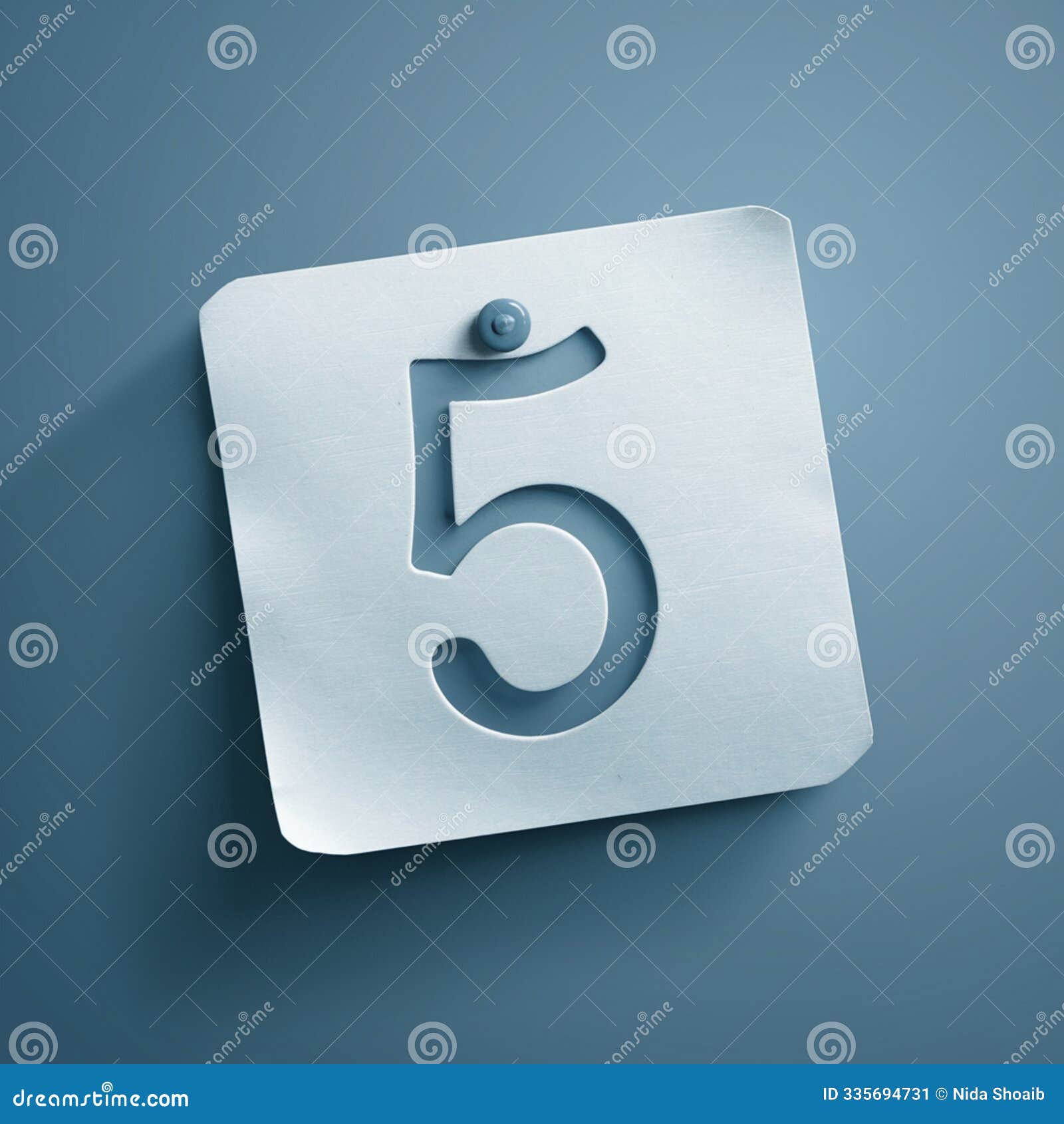 White Note with Stylized 5 Pinned on Light Blue Gradient Background ...