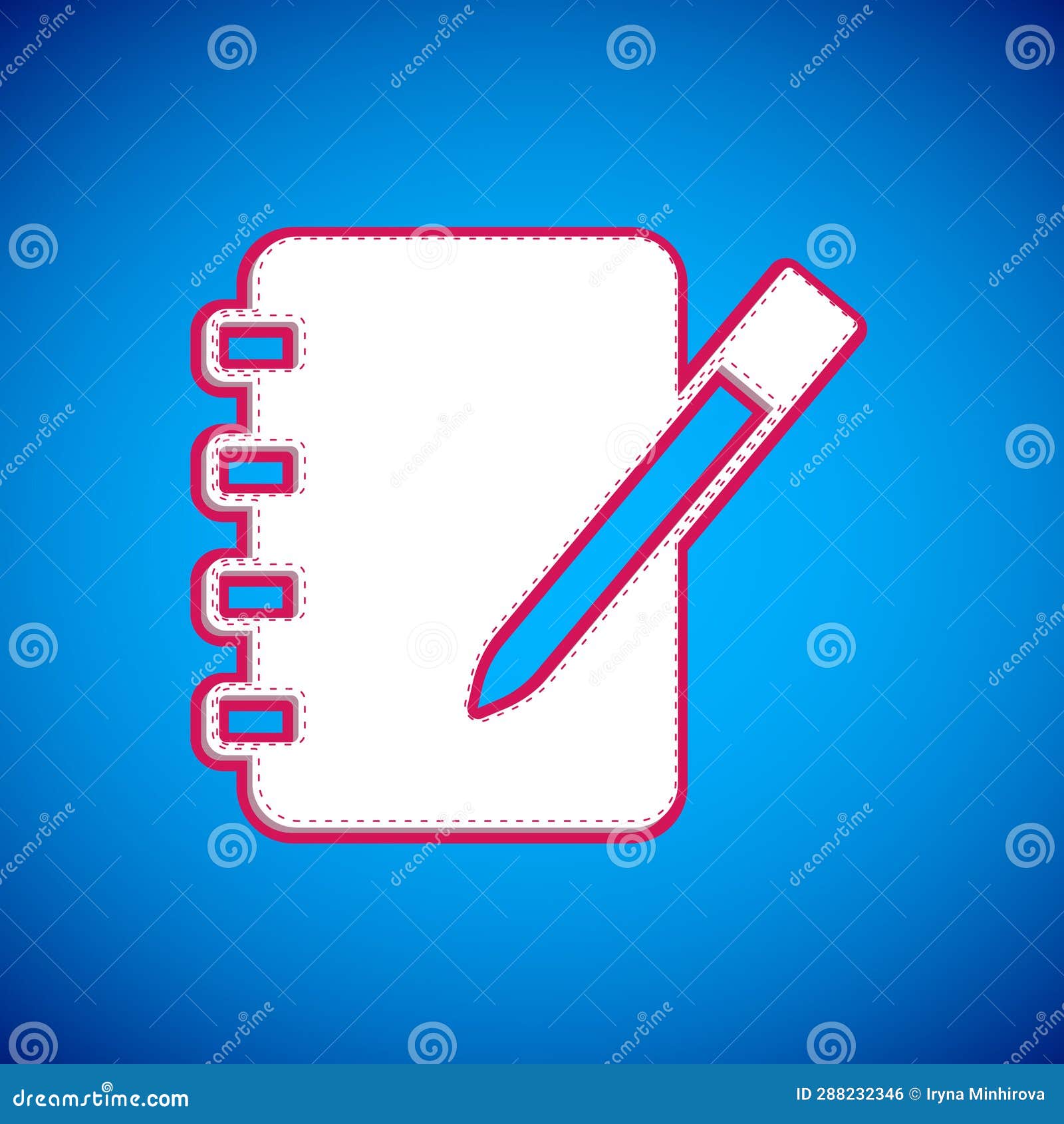 White Notebook Icon Isolated on Blue Background. Spiral Notepad Icon ...