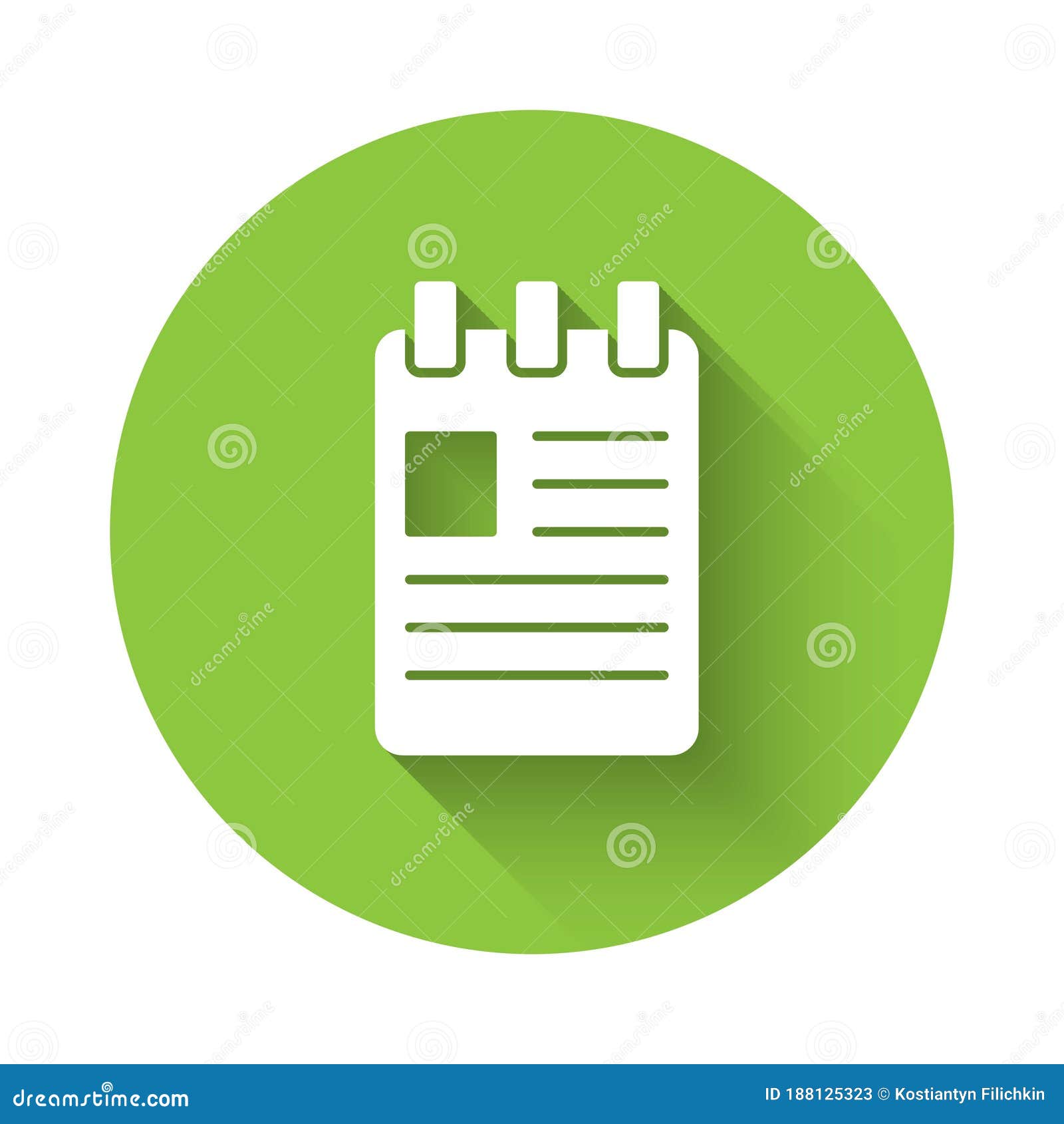 White Notebook Icon Isolated with Long Shadow. Spiral Notepad Icon ...