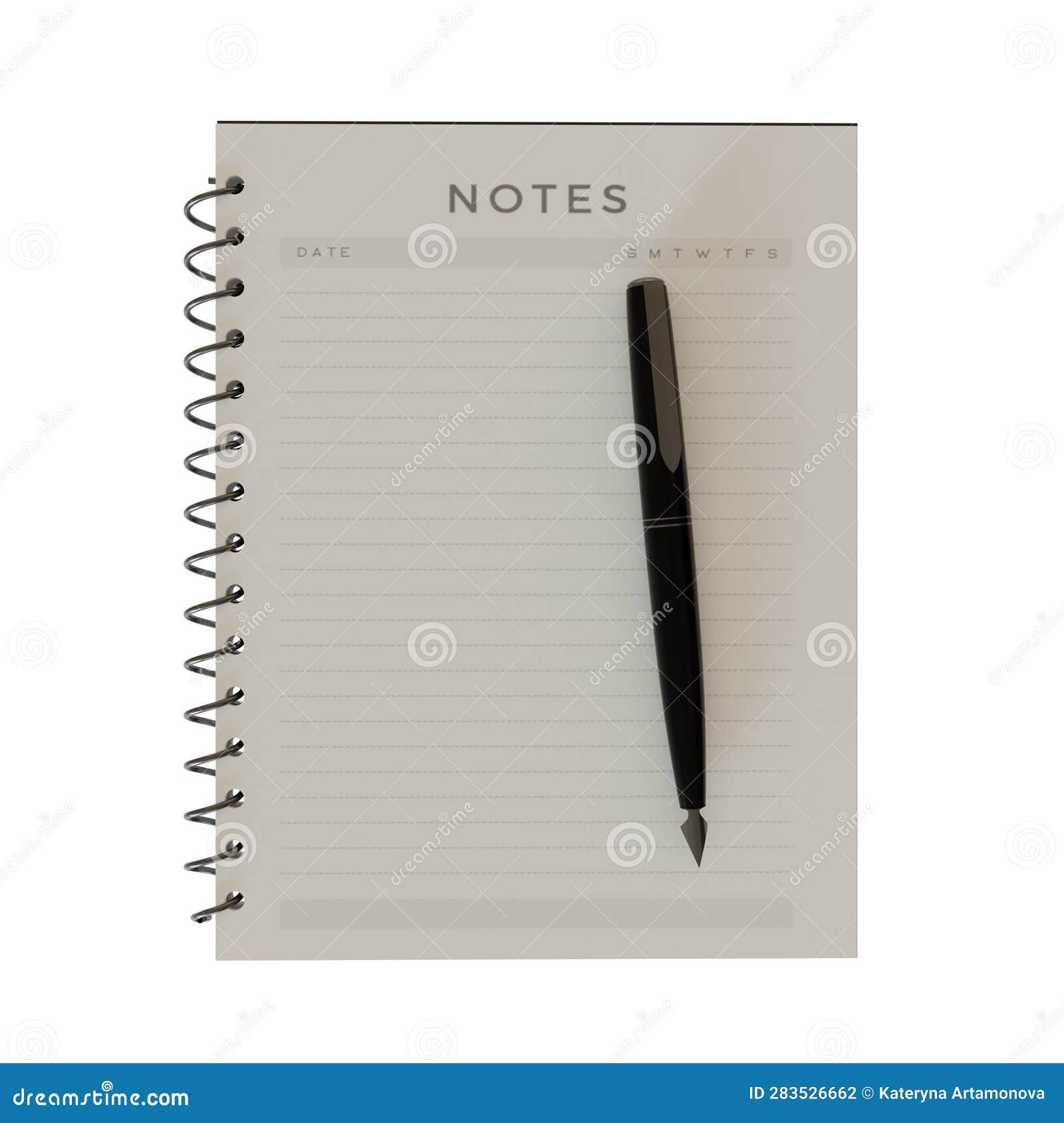 White Notebook with Pen. Realistic 3D Render. Isolated on White ...