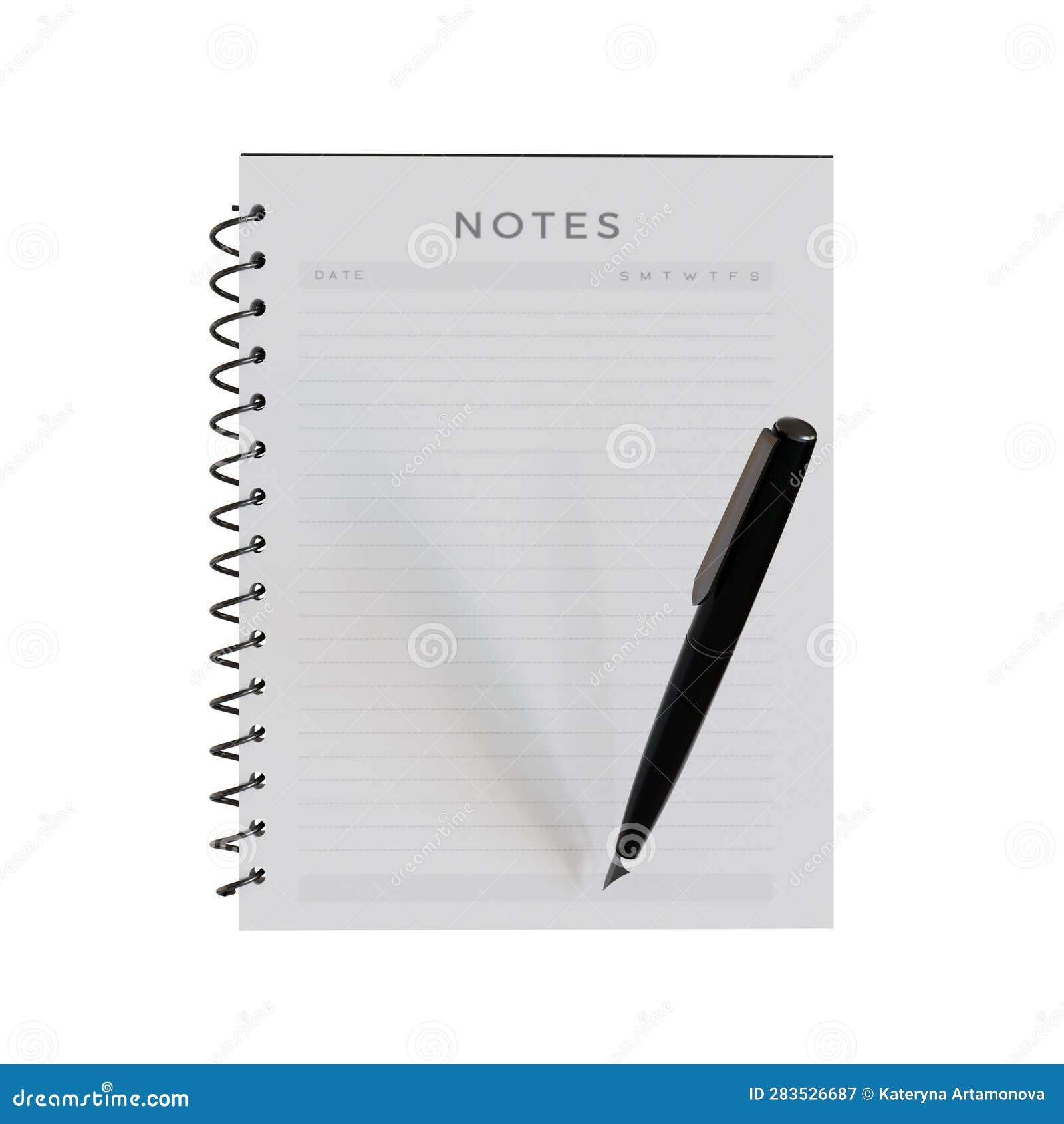 White Notebook with Pen. Realistic 3D Render. Isolated on White ...