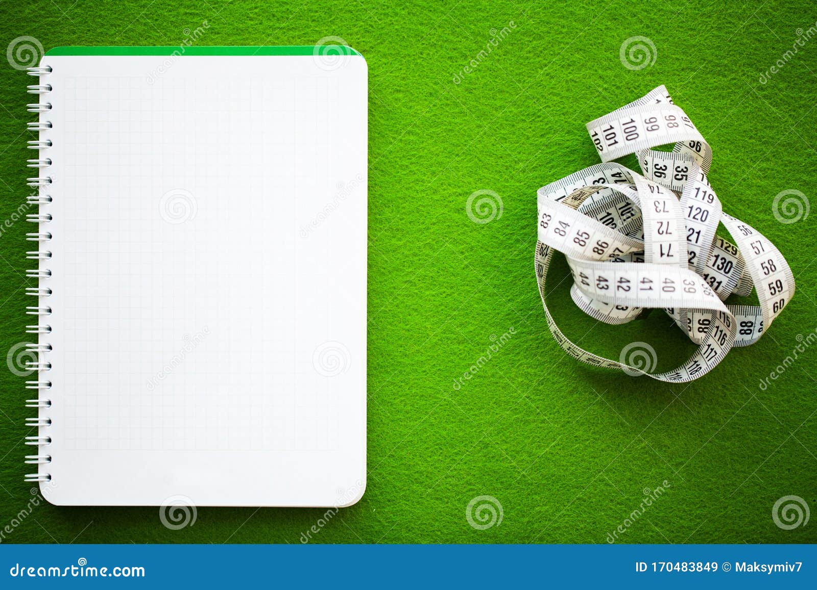 White Notebook Top View on Green Table Stock Image - Image of desk ...