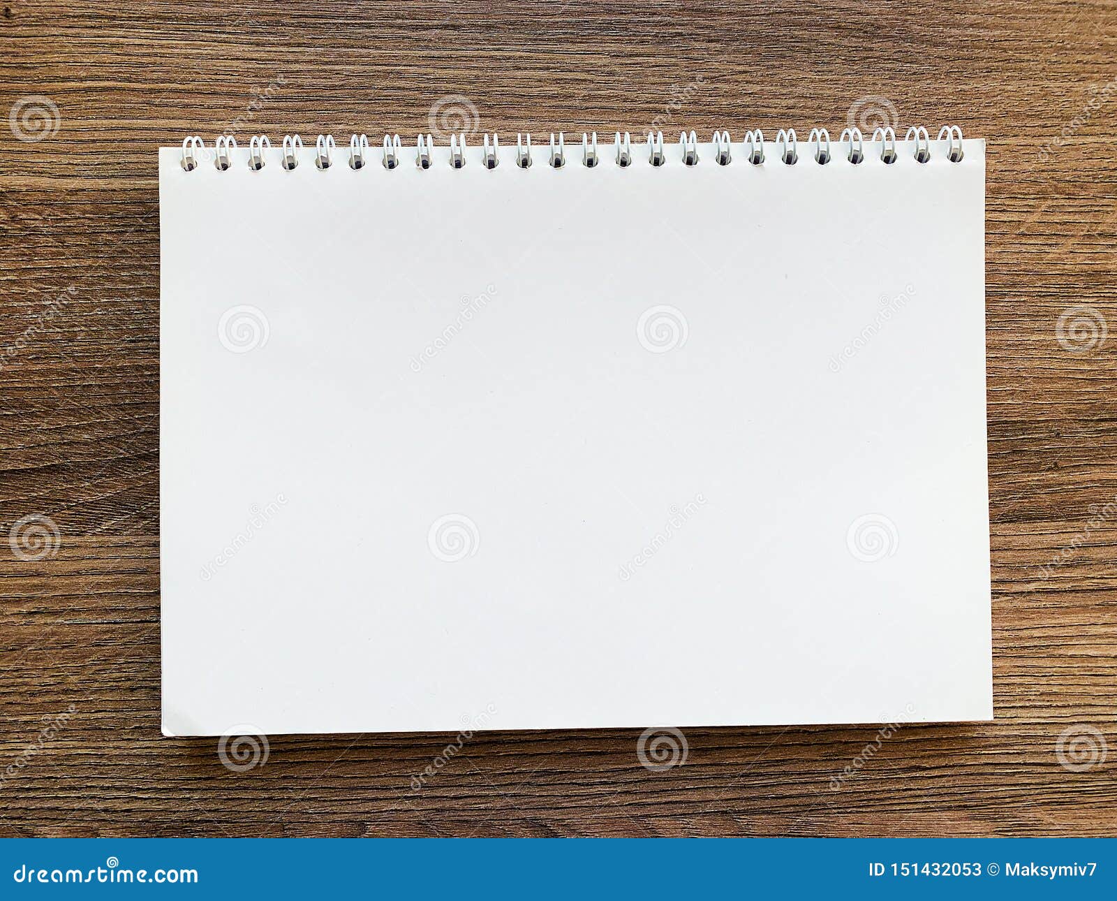 White Notebook Top View on Wooden Table Stock Image - Image of ...