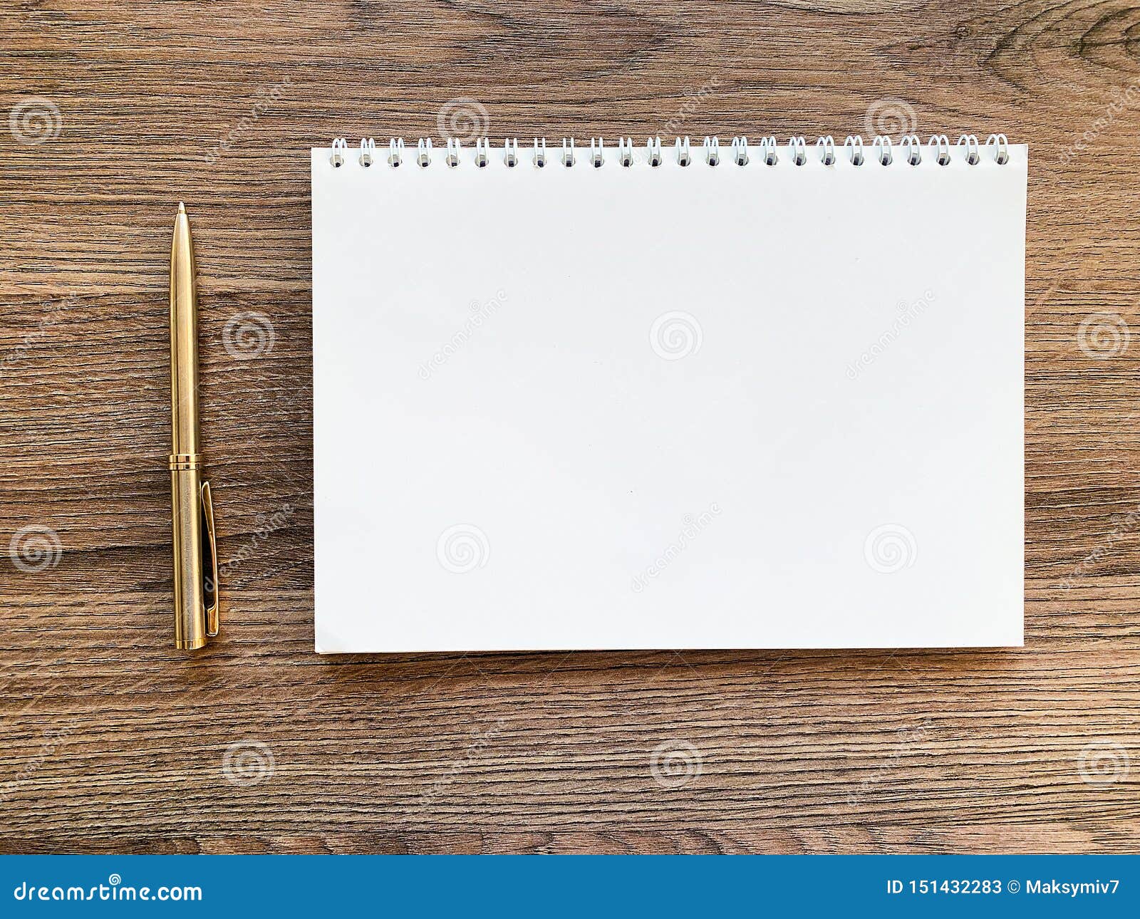 White Notebook Top View on Wooden Table Stock Image - Image of notebook ...