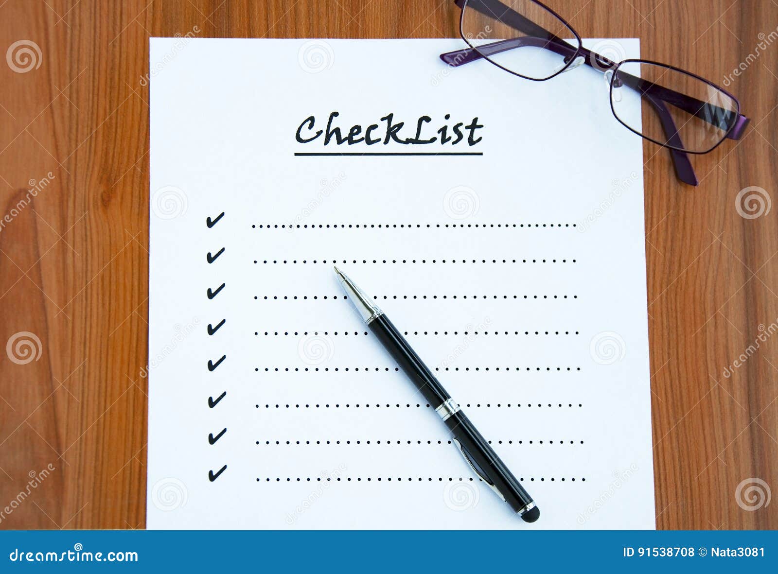 White Notepad Blank with the Word Checklist Stock Photo - Image of ...