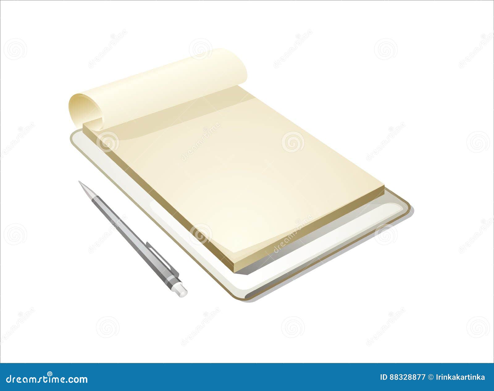 White Notepad with Pen on White Background Stock Vector - Illustration ...