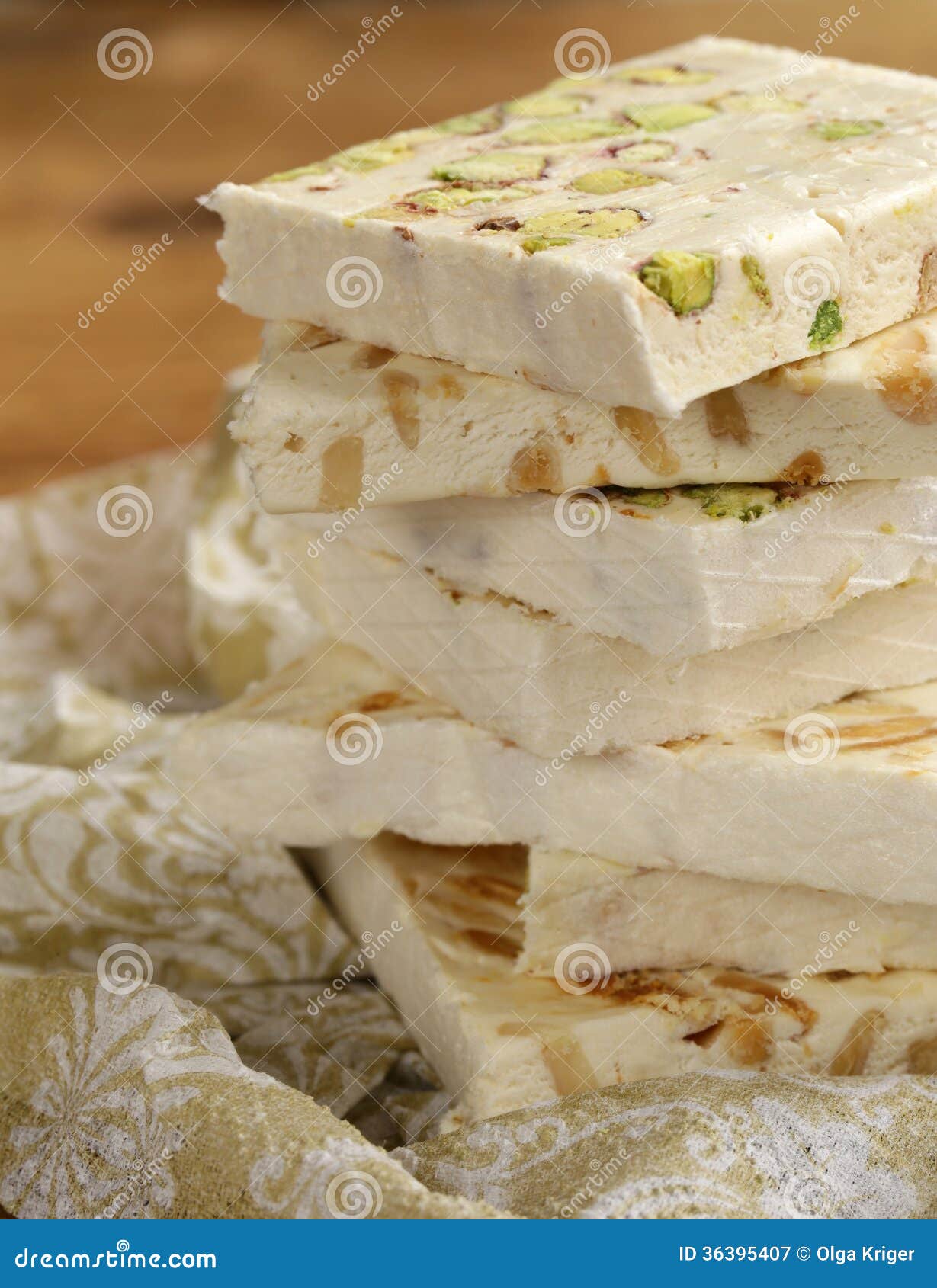 White Nougat with Different Nuts Stock Image - Image of square, soft ...