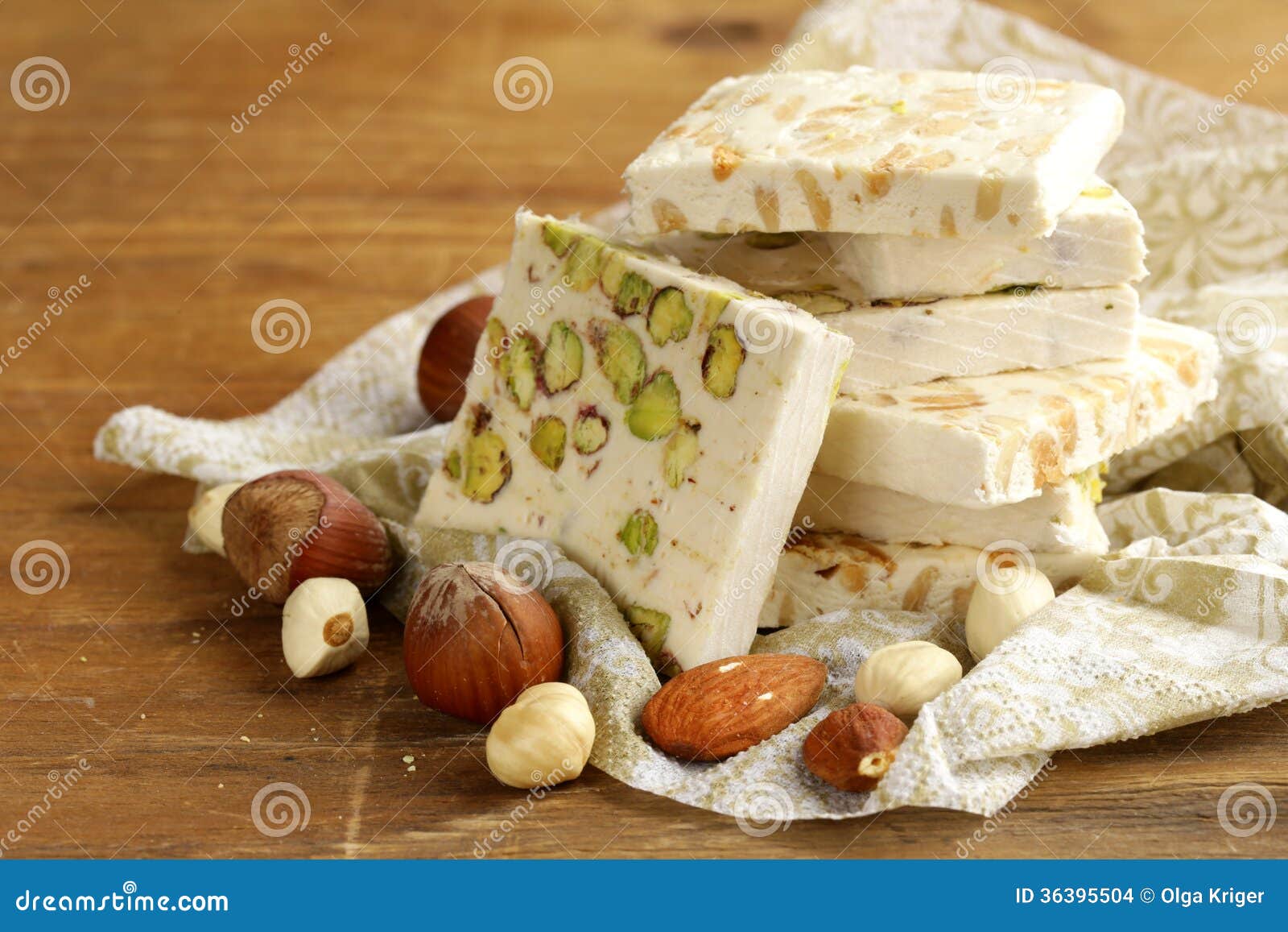 White Nougat with Different Nuts Stock Photo - Image of nutrition ...