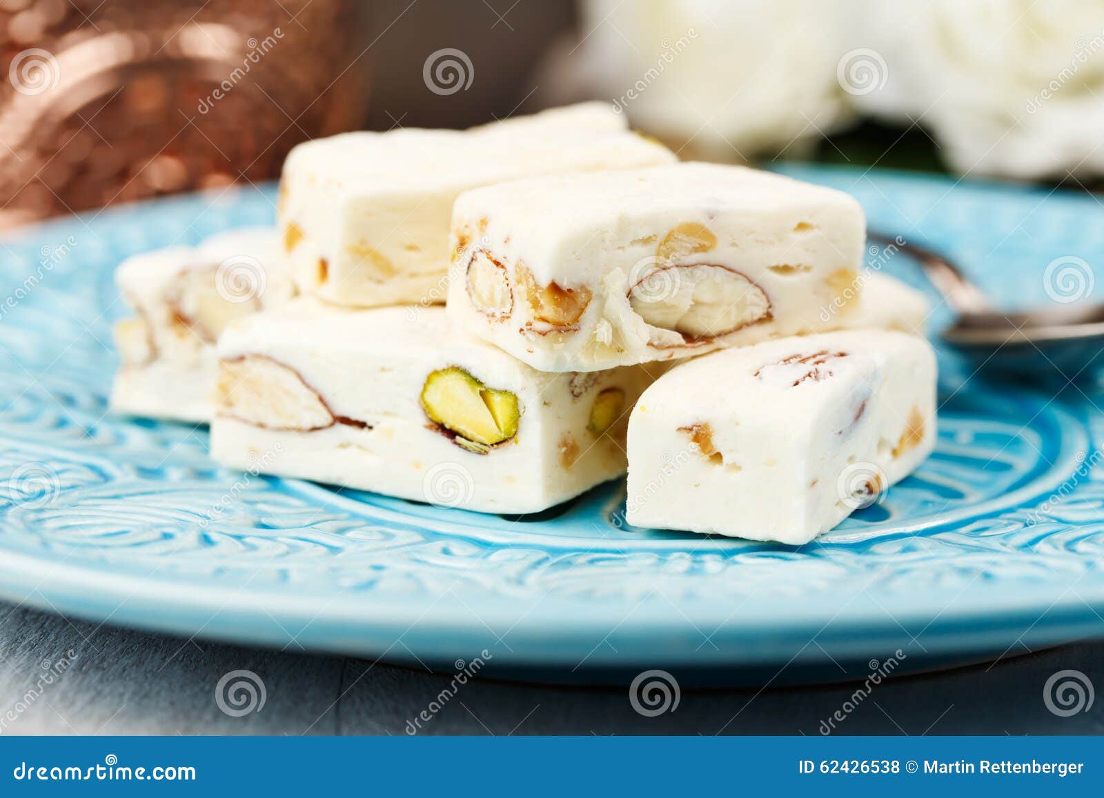 White Nougat stock photo. Image of snack, italian, hazelnut - 62426538