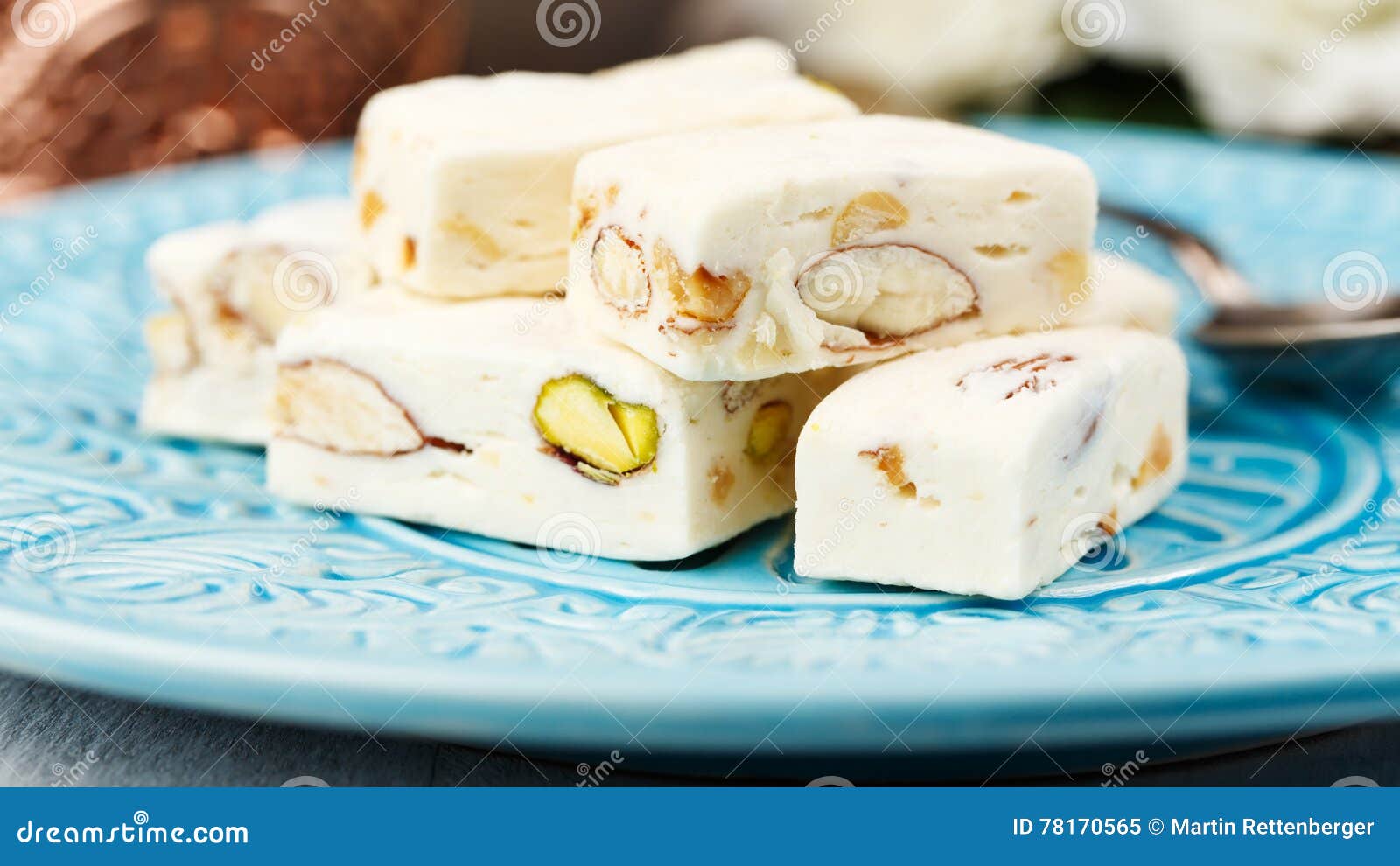 White Nougat stock image. Image of mandorlato, portion - 78170565