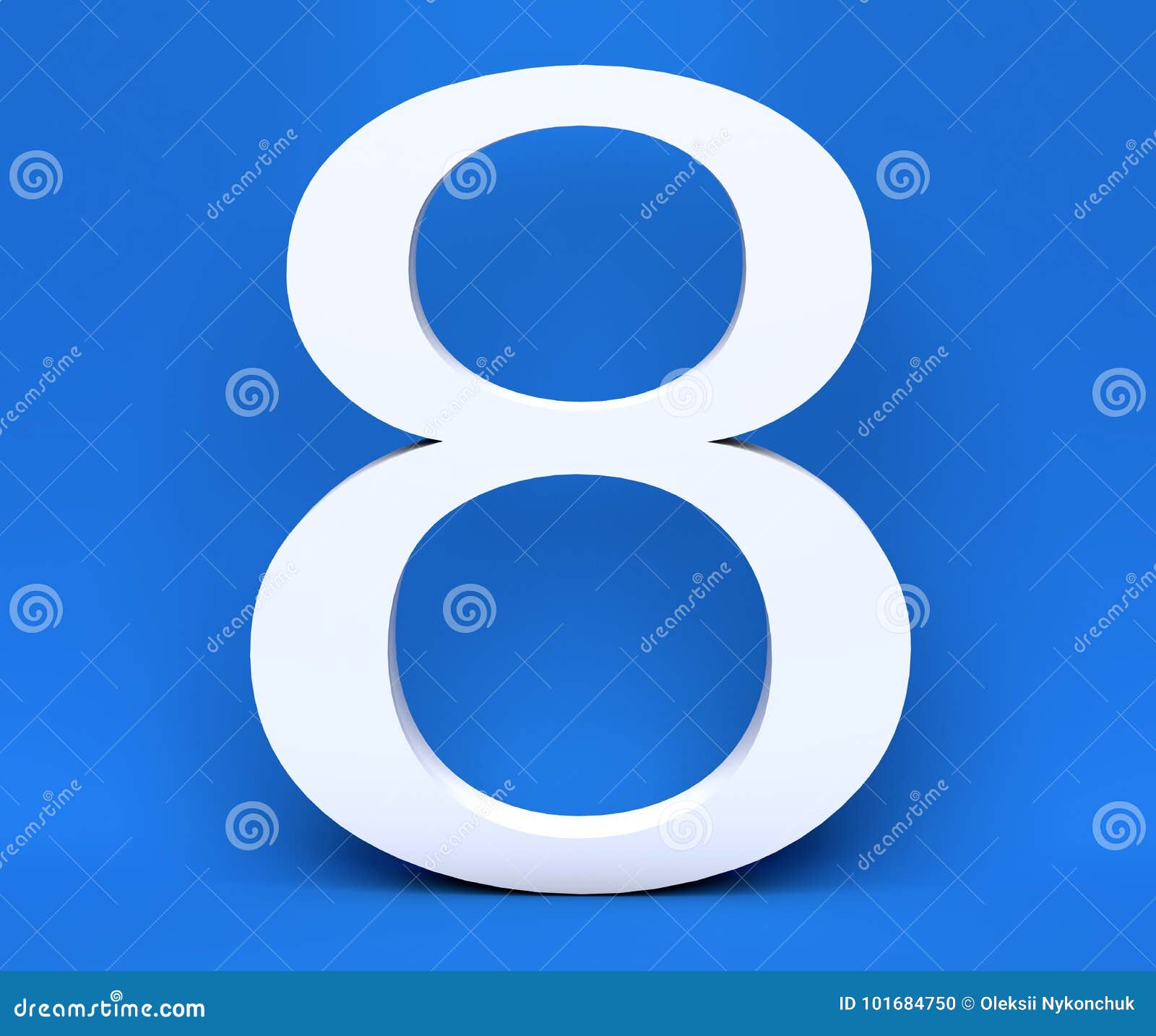 Eight Blue Glossy Bright Number, Kids Font Vector Illustration On A ...