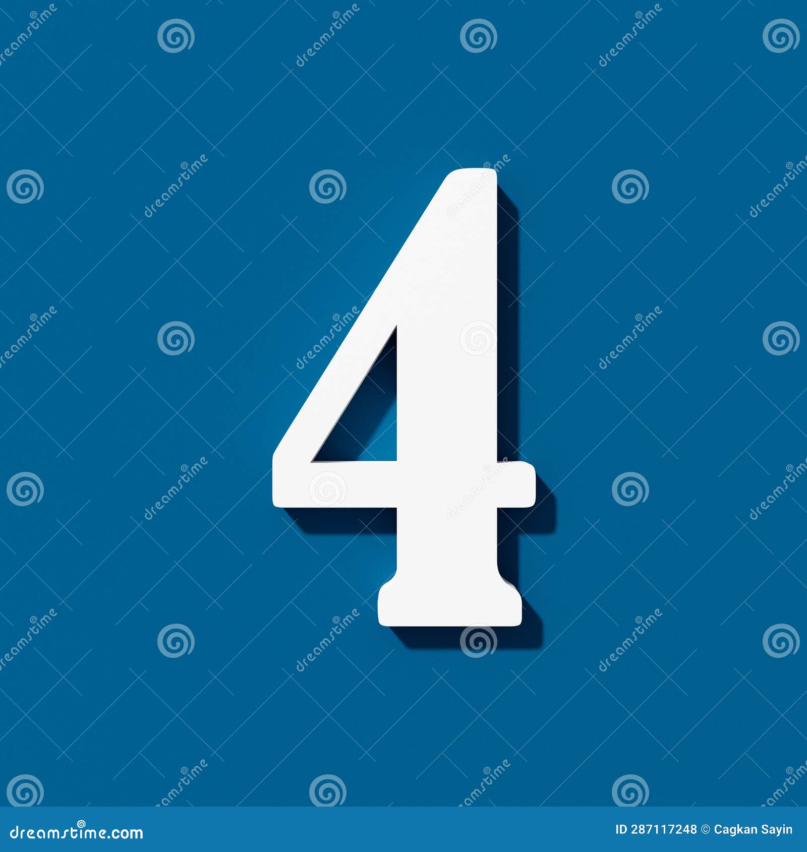 White Number Four on Blue Background Stock Illustration - Illustration ...