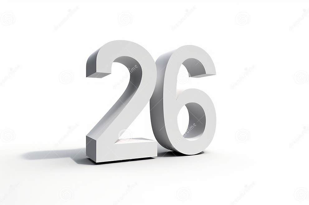 White Number 26 Isolated on White Background. Generated AI Stock ...