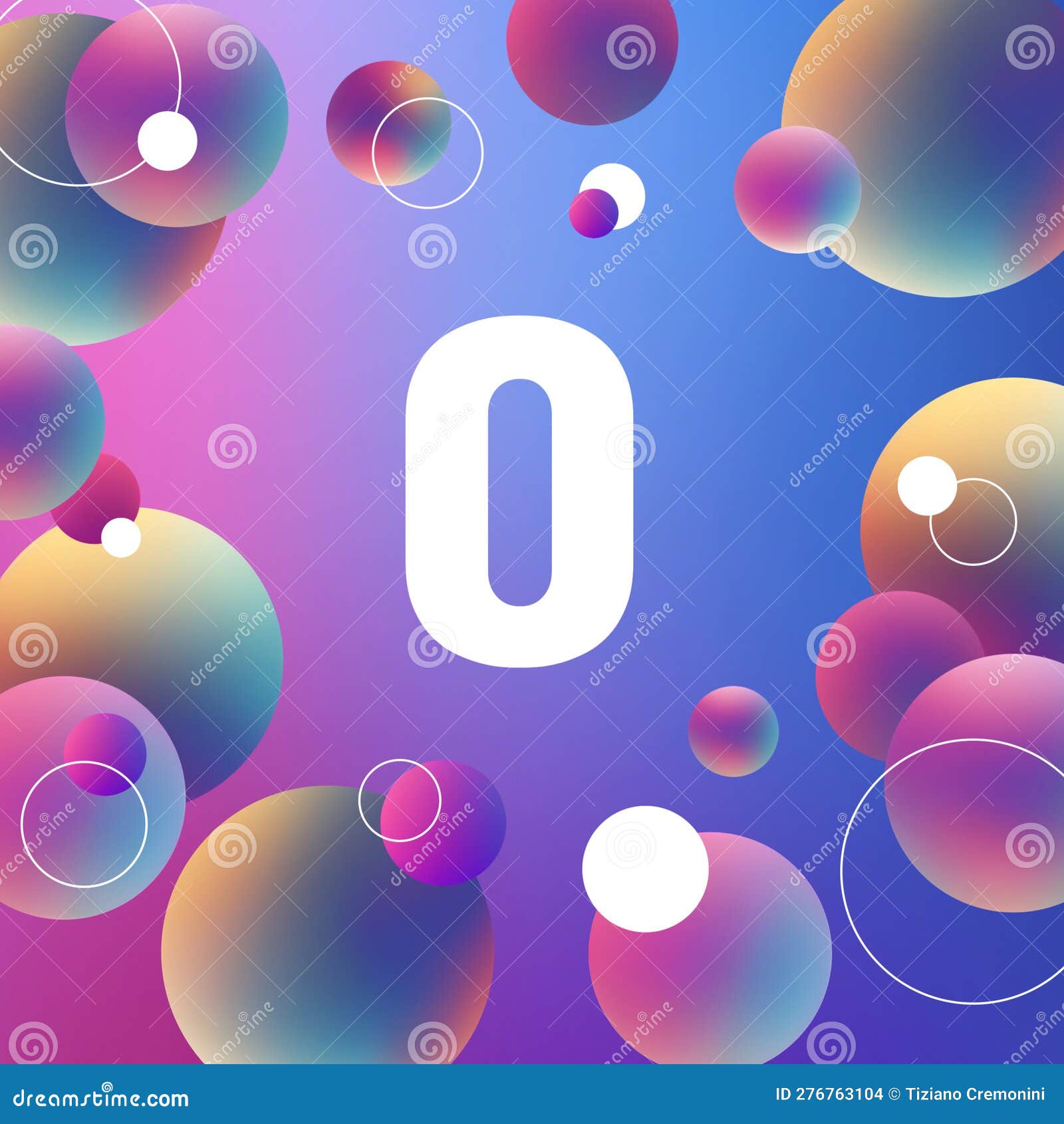 White Number, Multicolored Bubbles Background, 3d Rendering, Alphabet ...