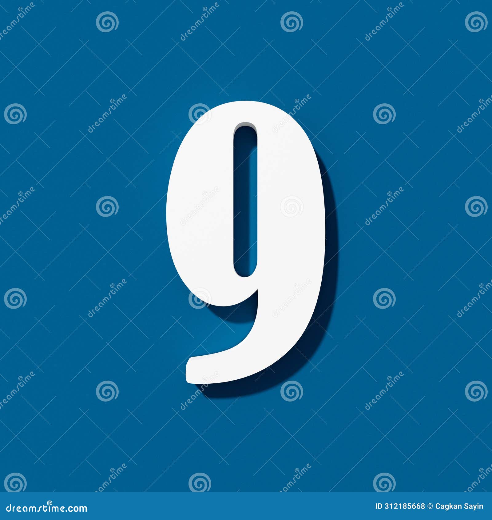 White Number Nine 9 on Blue Background Stock Illustration ...