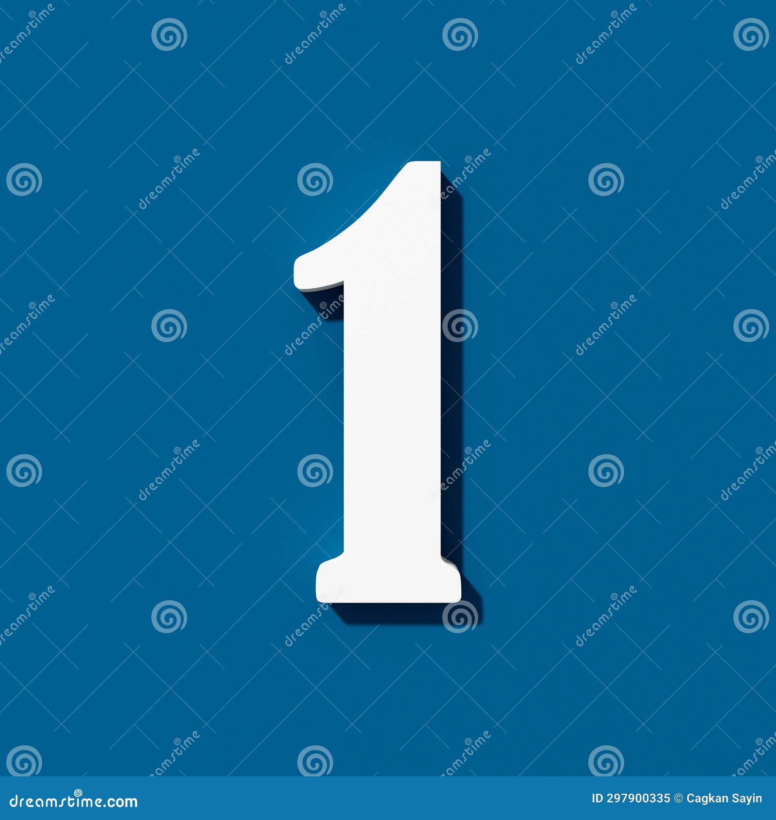 White Number One 1 on Blue Background Stock Illustration - Illustration ...