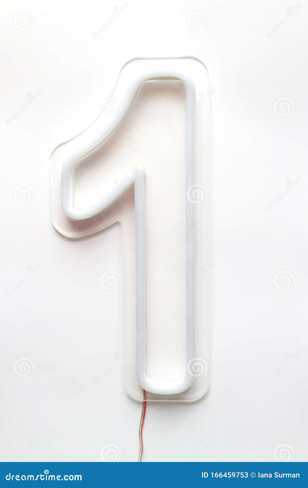 White Number One Neon Sign on White Background Stock Image - Image of ...