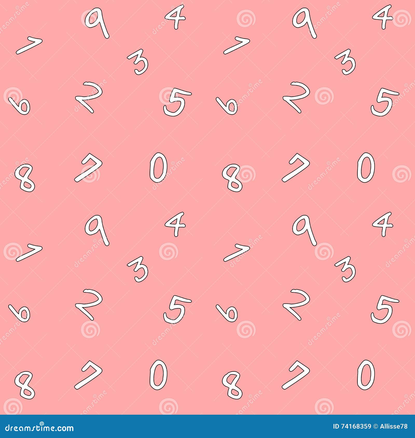 White Number on Pink Background Seamless Pattern Illustration Stock ...