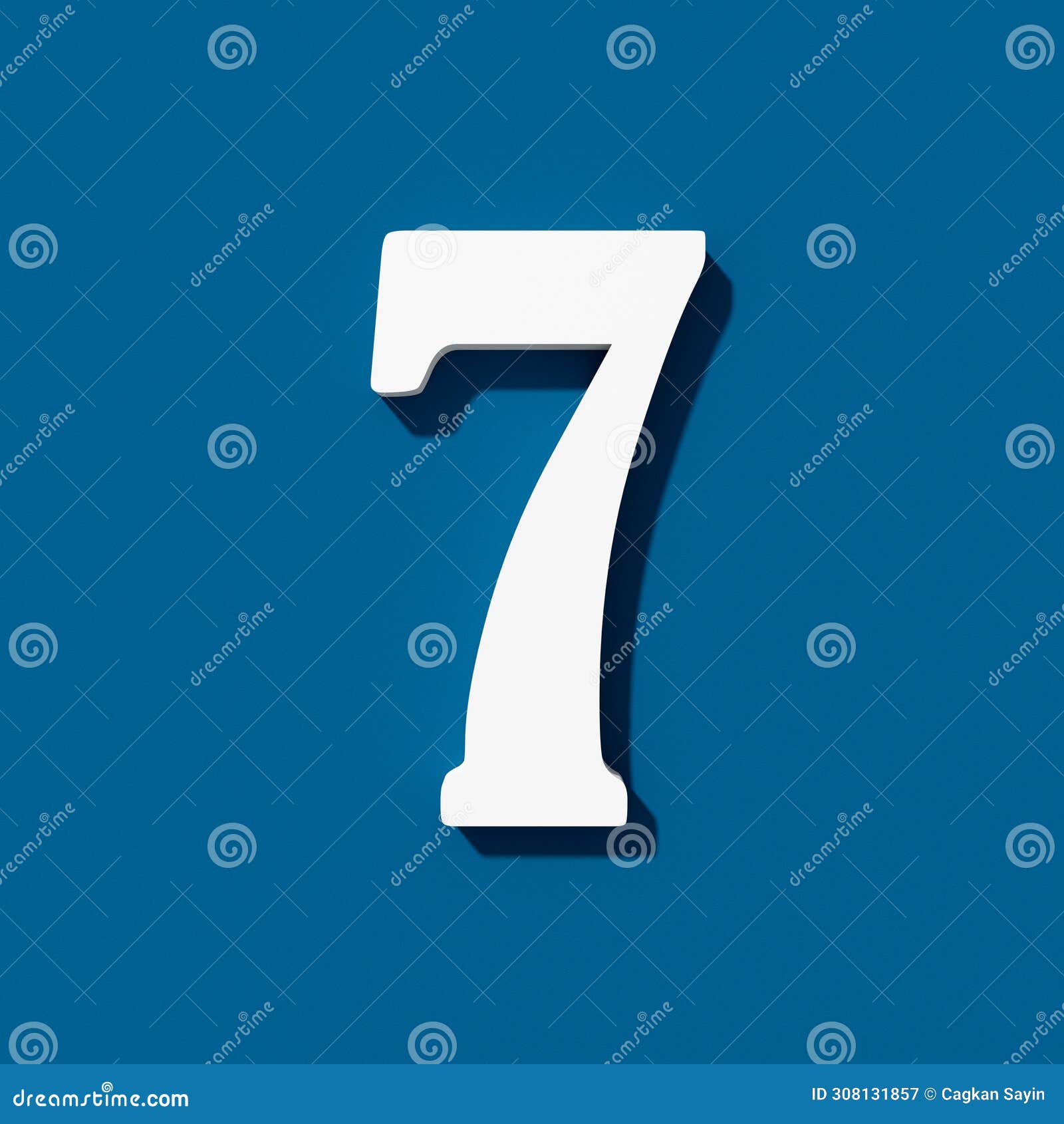 White Number Seven 7 on Blue Background Stock Illustration ...