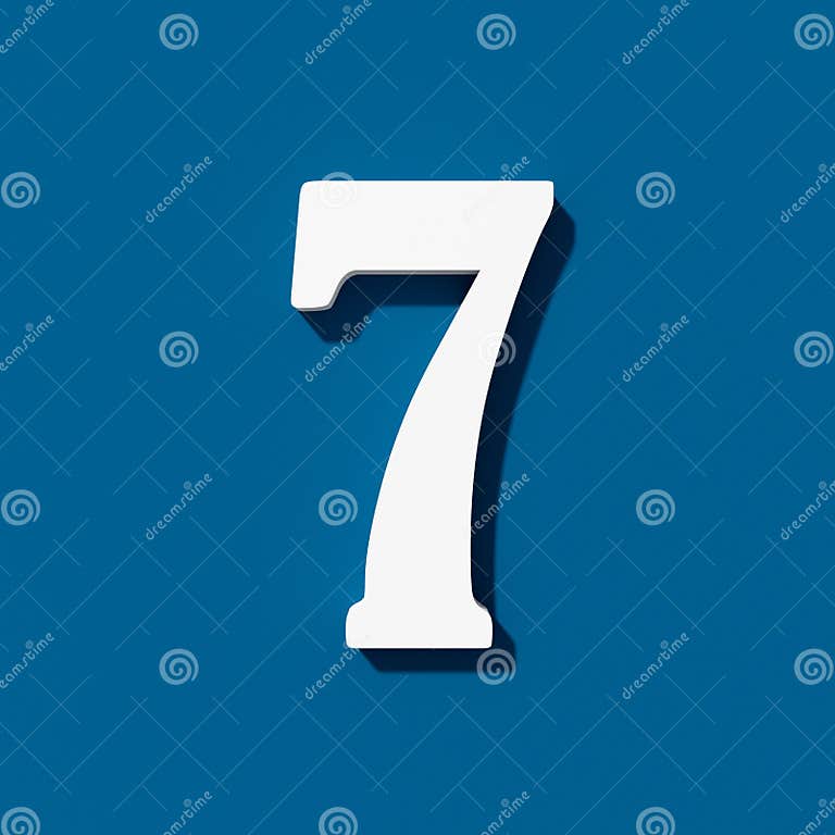 White Number Seven 7 on Blue Background Stock Illustration ...