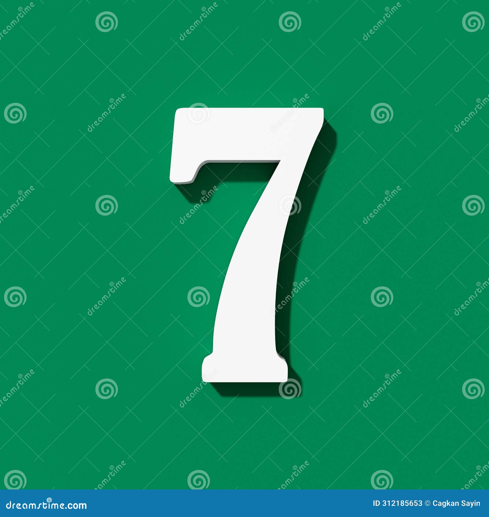 White Number Seven 7 on Green Background Stock Illustration ...