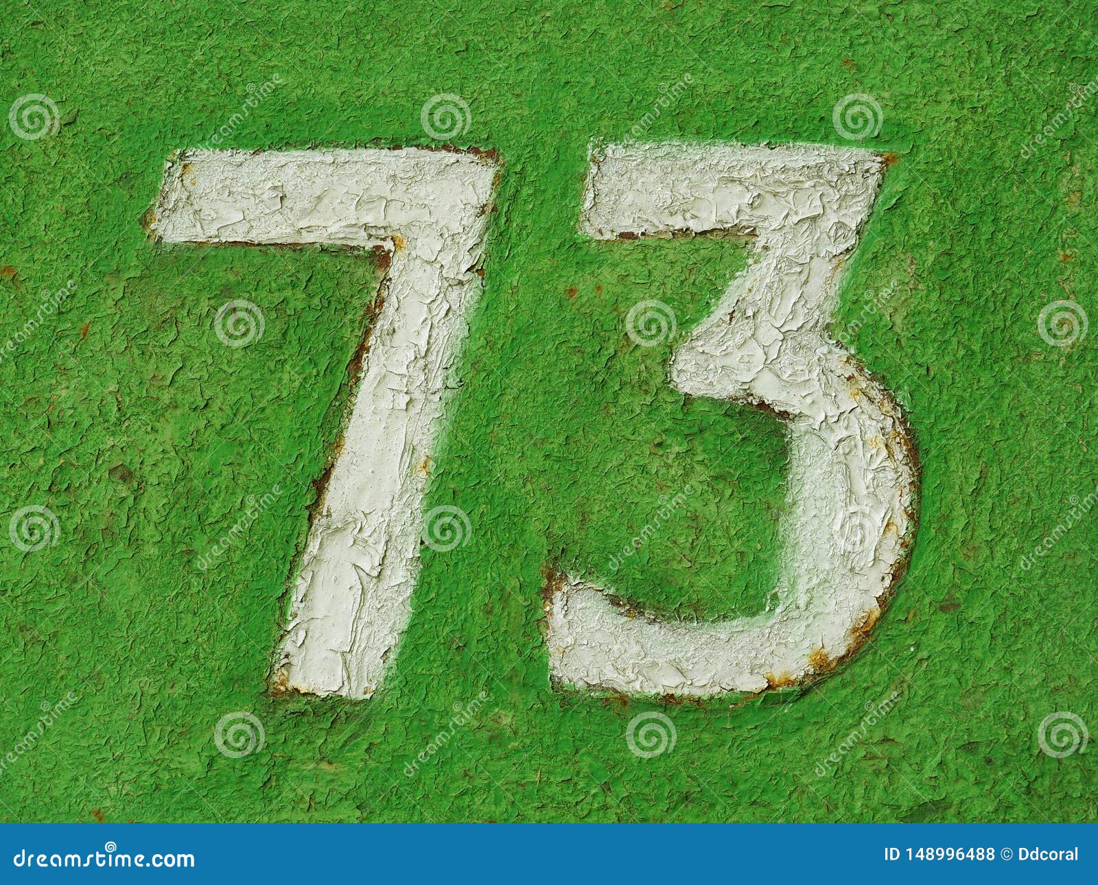 White Number Seventy Three on Green Background Stock Photo - Image of ...