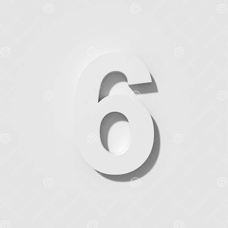 White Number Six 6 on White Background Stock Illustration ...