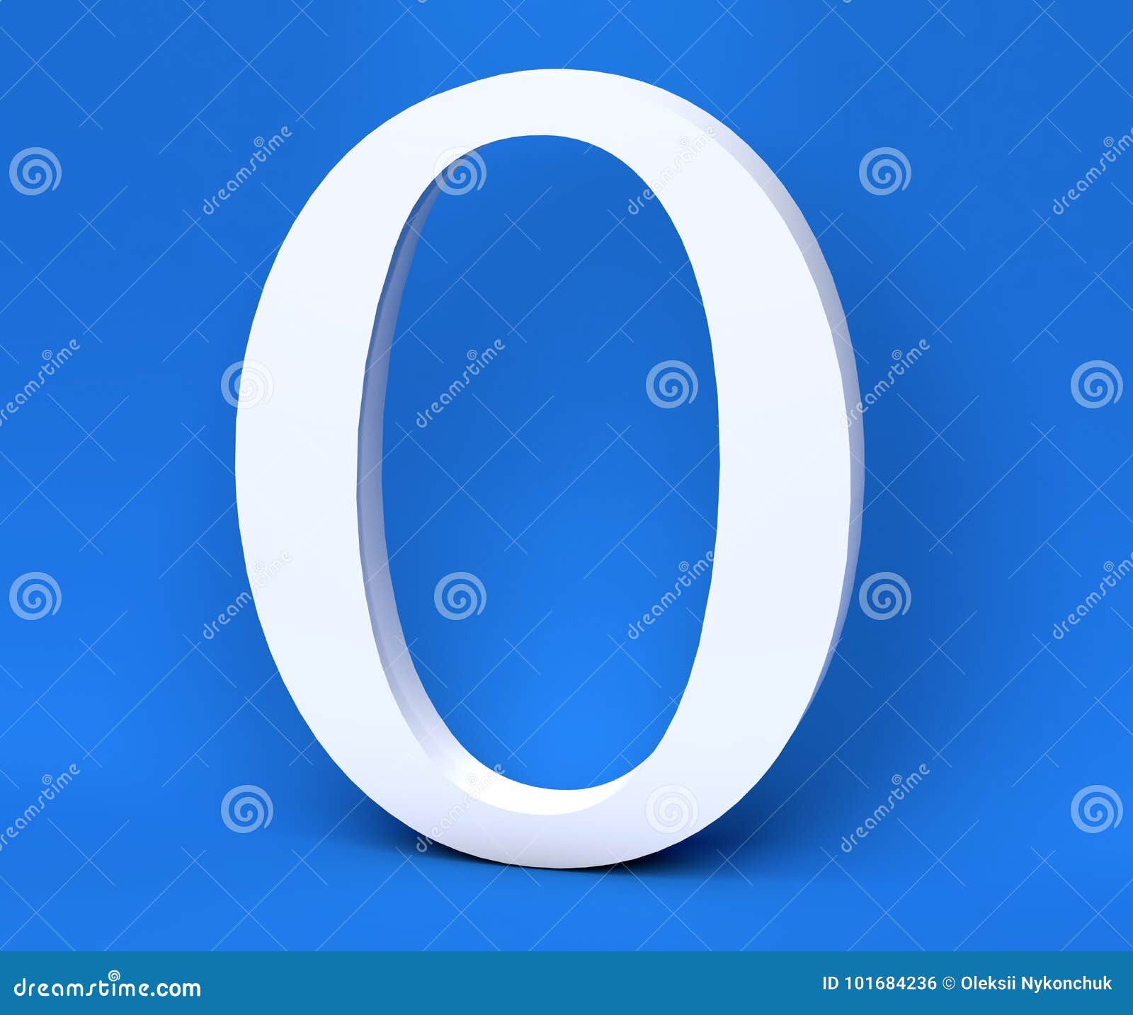 White Number 0 Zero on a Blue Background. 3D Render Stock Illustration ...