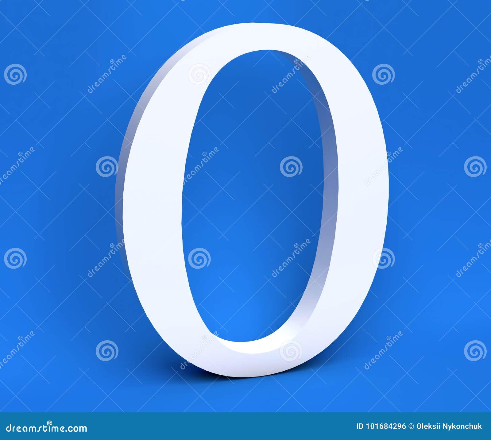 White Number 0 Zero on a Blue Background. 3D Render Stock Illustration ...