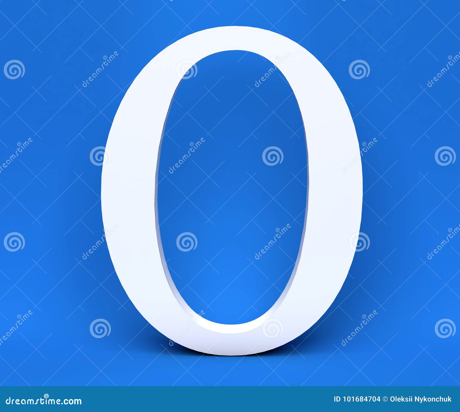 White Number 0 Zero on a Blue Background. 3D Render Stock Illustration ...