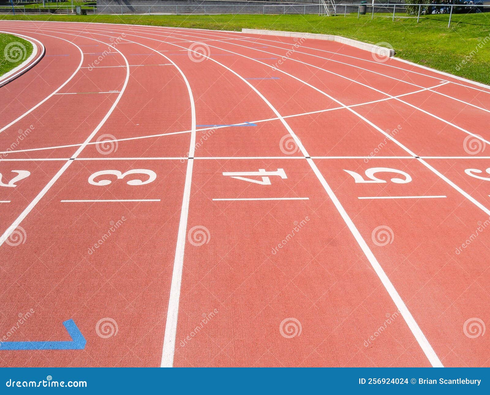 Numbered Lanes on Red Running Track Stock Photo - Image of marking ...