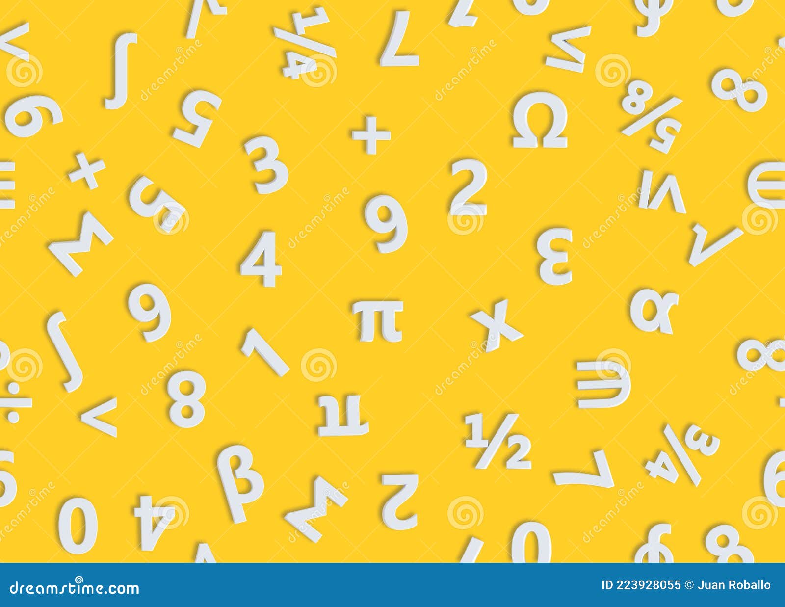 White Numbers and Mathematical Symbols Seamless Pattern. 3d ...
