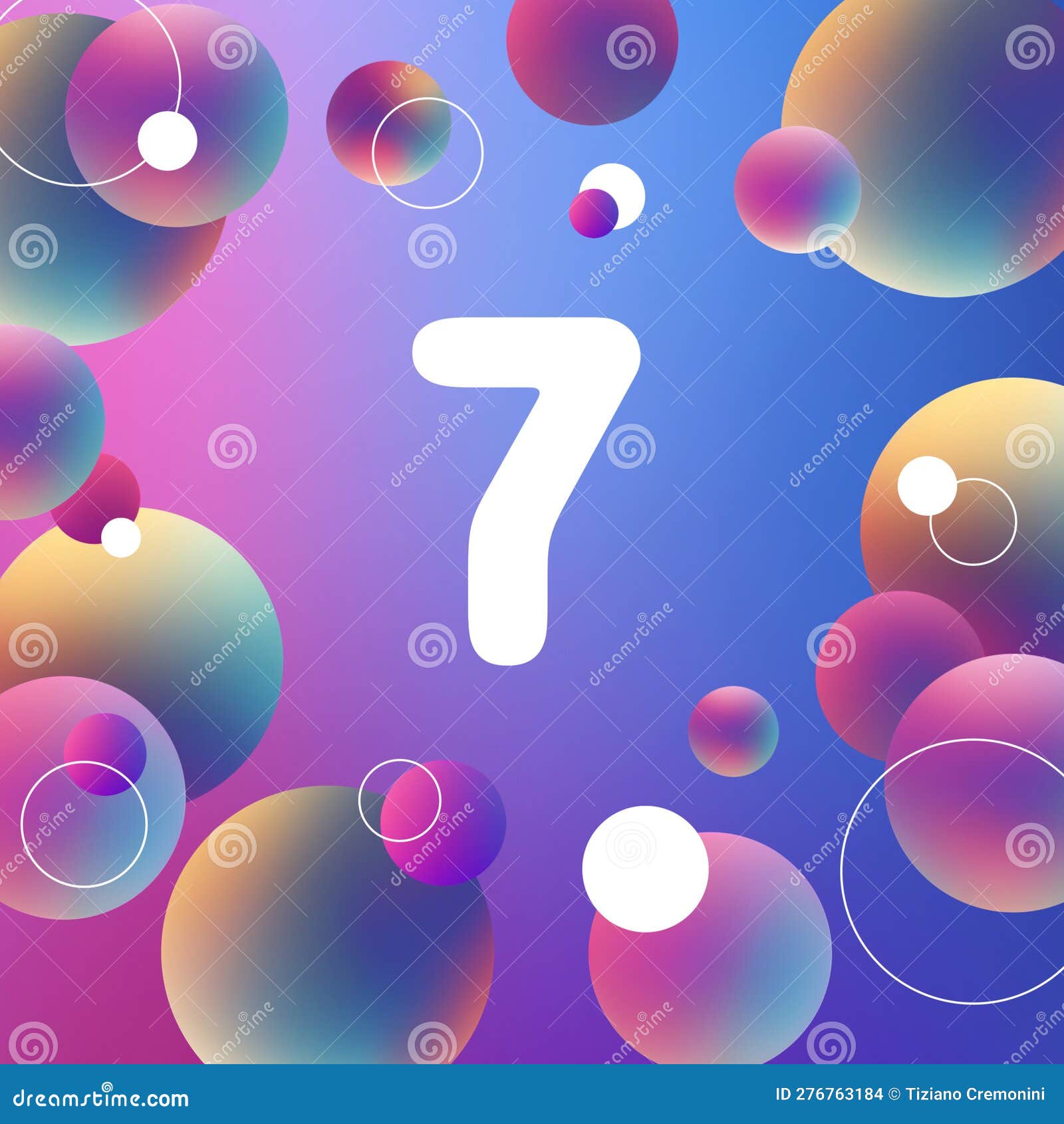 White Numbers on Multicolored Bubbles Background, 3d Rendering ...