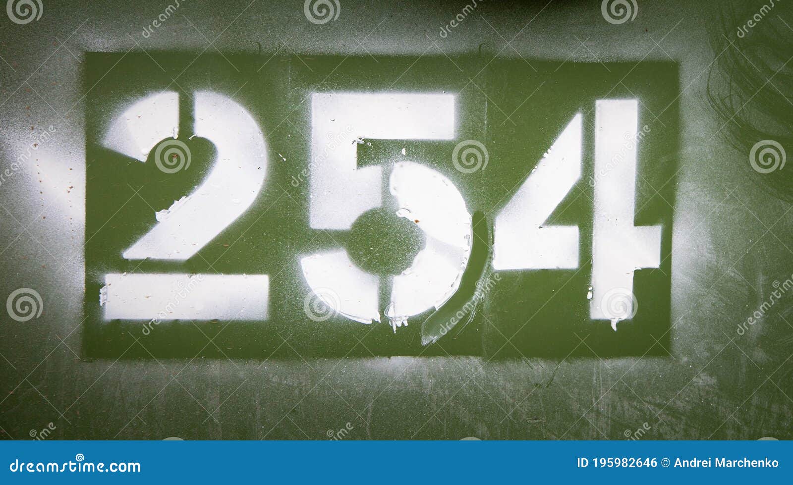 White Numbers White Paint on a Green Background Stock Photo - Image of ...