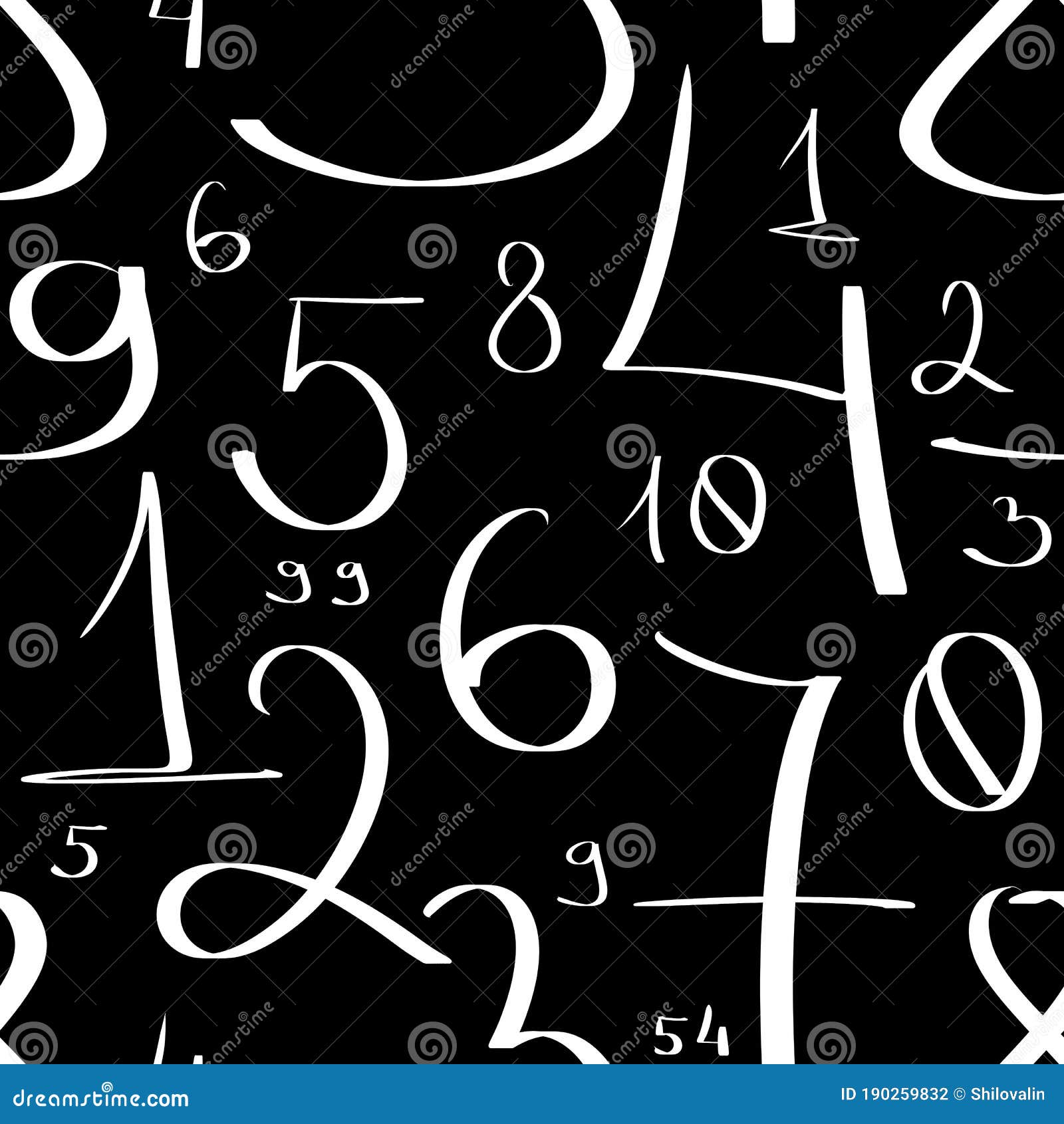 White Numbers Pattern on a Black Background. Stock Illustration ...