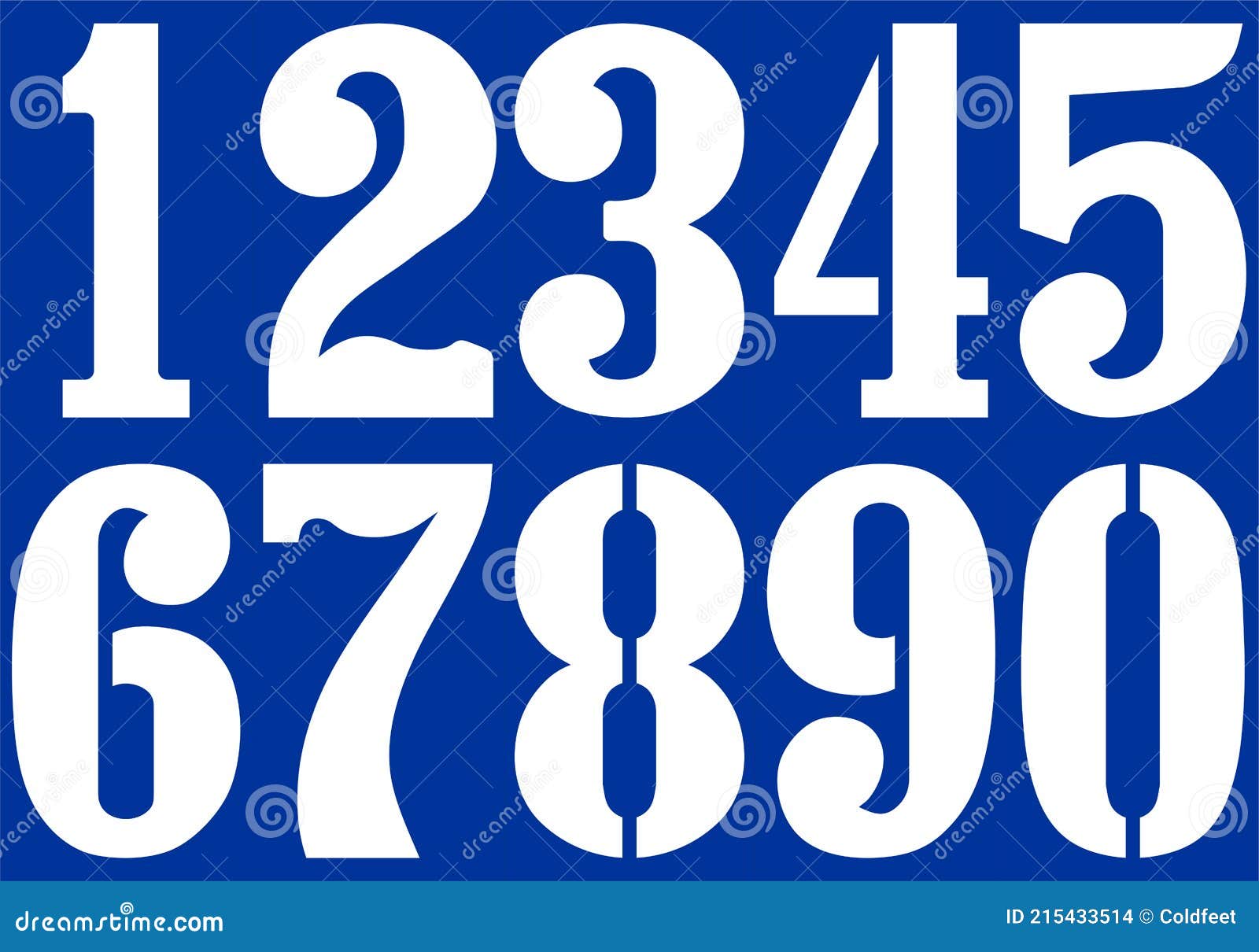 White numbers stencil stock vector. Illustration of white - 215433514