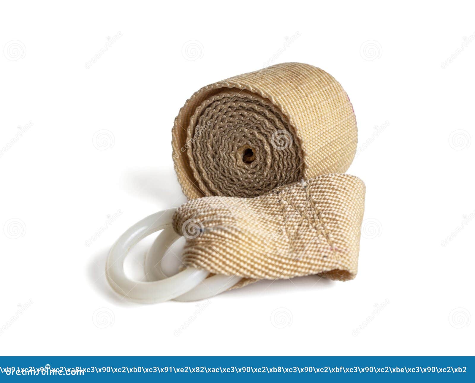 White, Nylon Mounting Strap, with White Plastic Rings, Isolated Stock ...