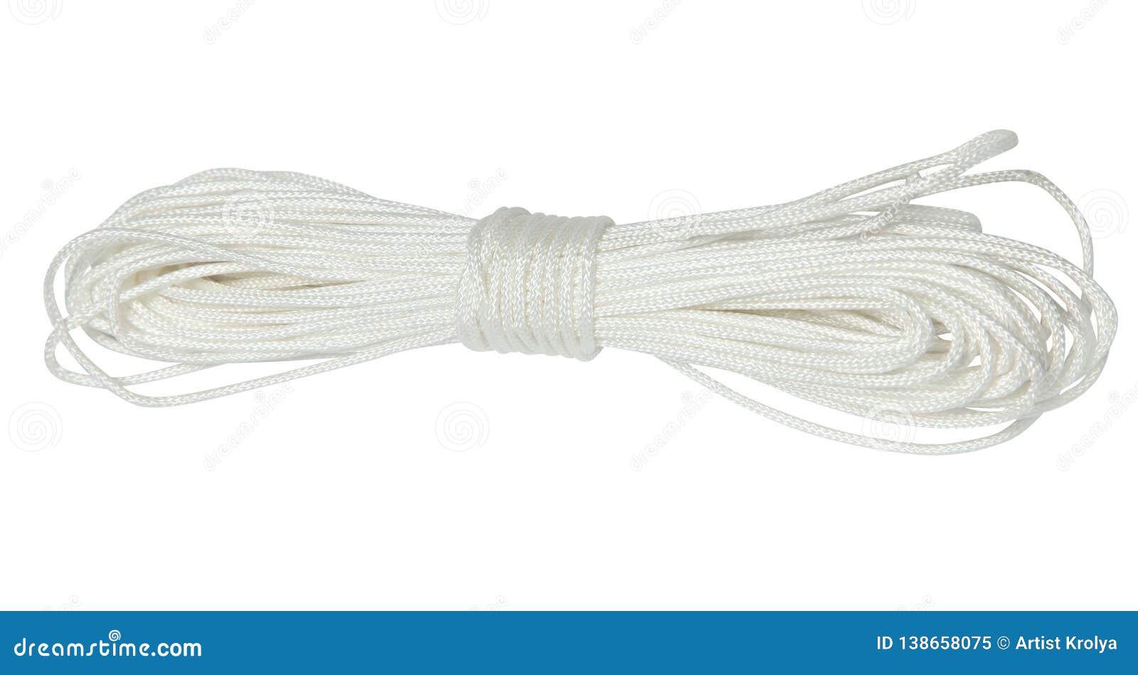 White Nylon Rope Isolated on White Background Stock Image - Image of ...