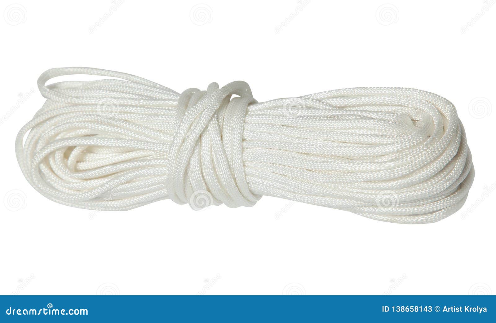White Nylon Rope Isolated on White Background Stock Image - Image of ...
