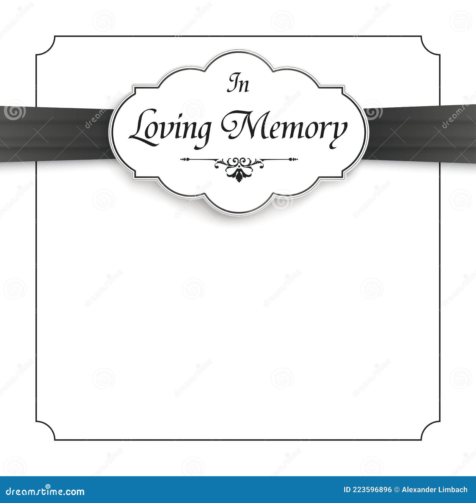 White Obituary Frame Emblem Ribbon in Memory Stock Vector ...