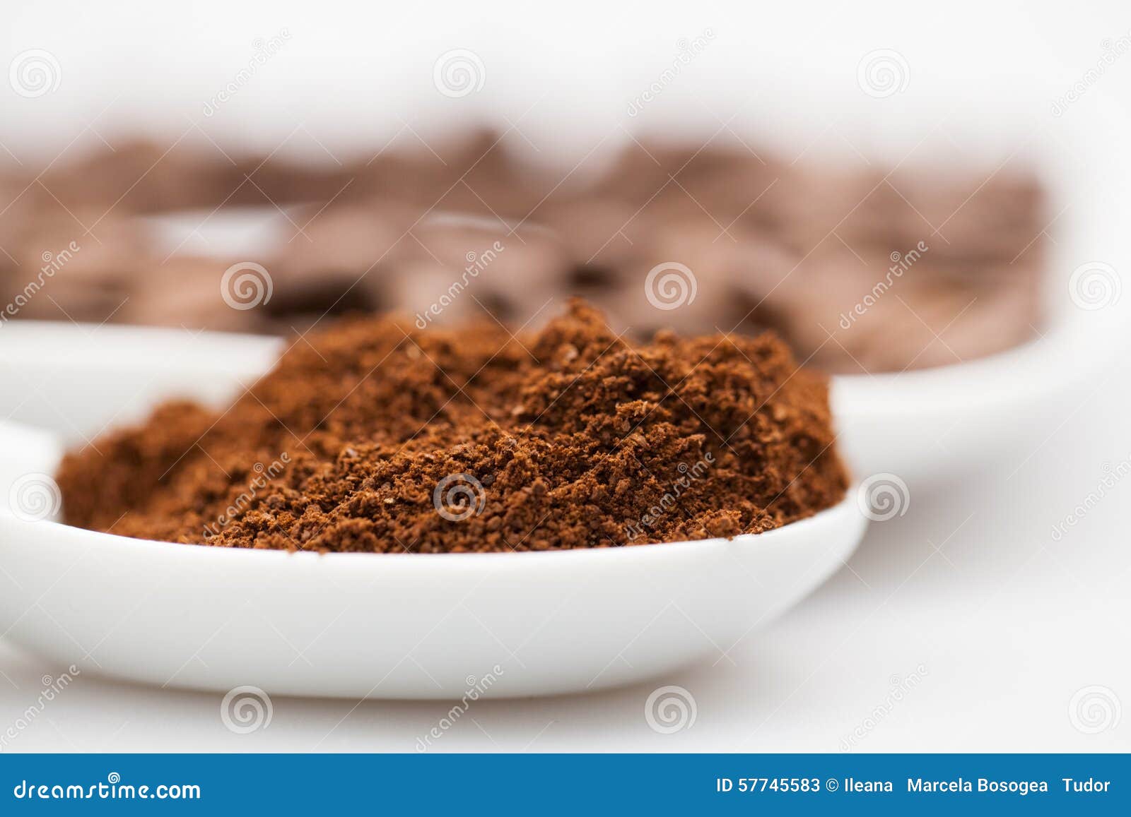 White Objects, Coffee Beans and Coffee Powder Stock Image - Image of ...
